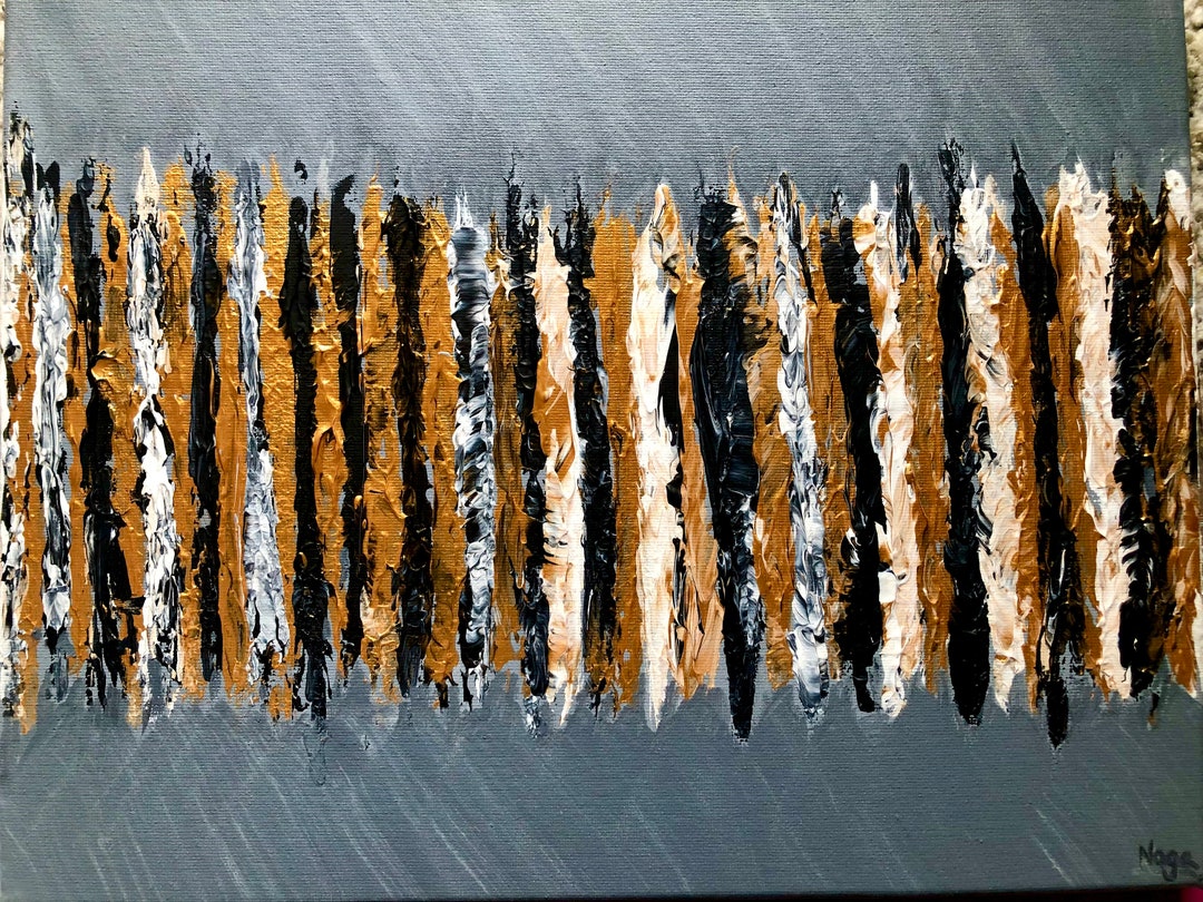 Gold Abstract Original Textured Acrylic Painting-palette Knife Home ...