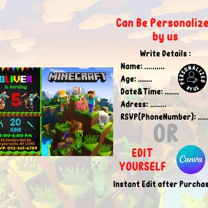 Mine Theme Birthday Invitation Mine Editable or Personalized - Etsy