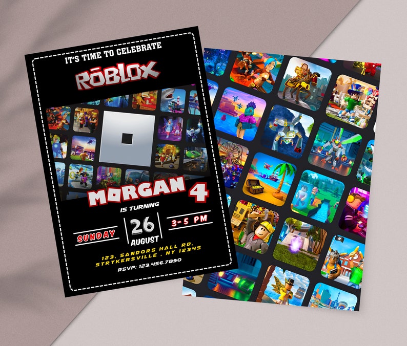 Roblox Birthday Invitation Roblox Game Party Invite - Etsy