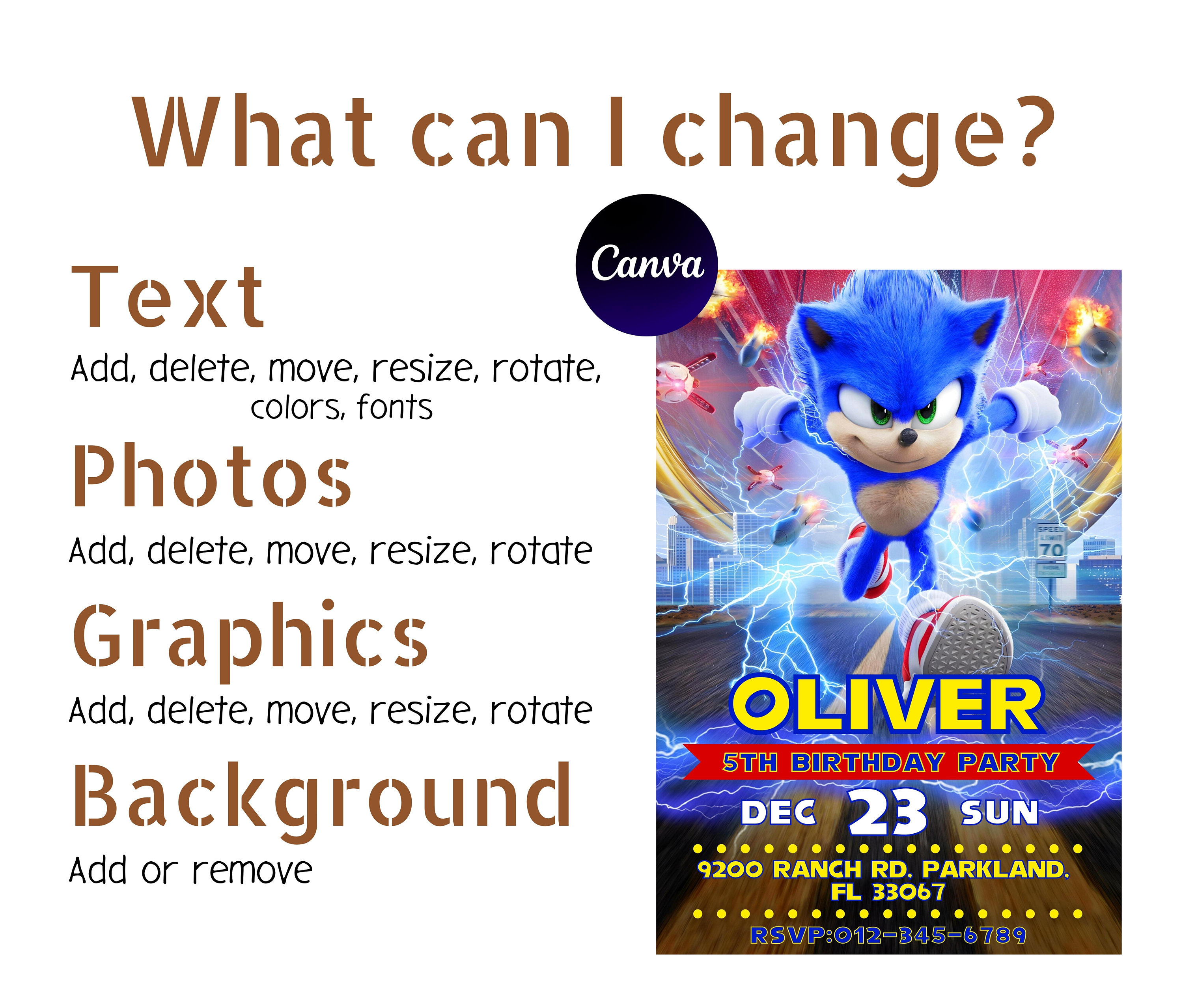 Invitación de cumpleaños de Sonic The Hedgehog Invitación de - Etsy México