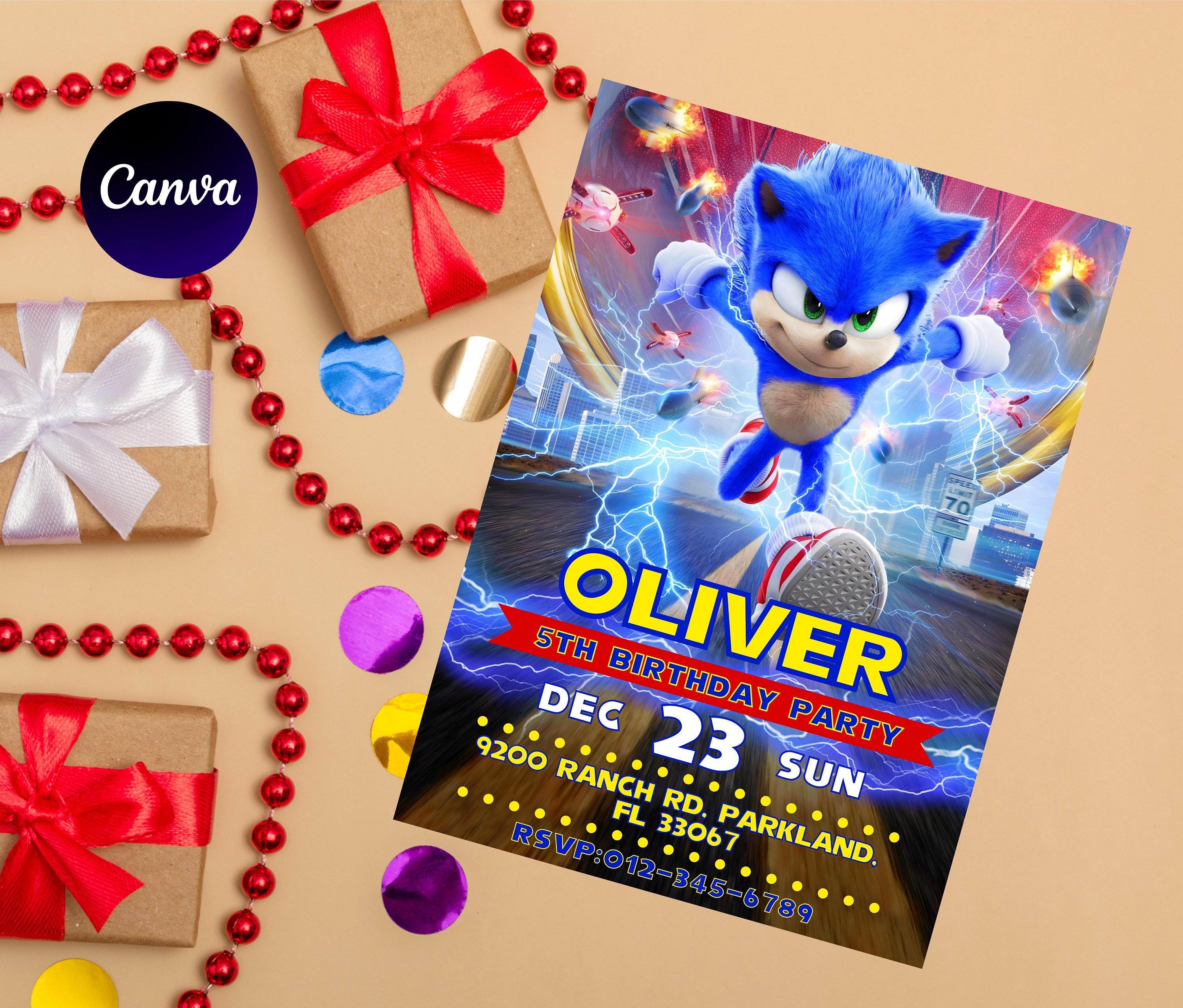 Invitación de cumpleaños de Sonic The Hedgehog Invitación de - Etsy México