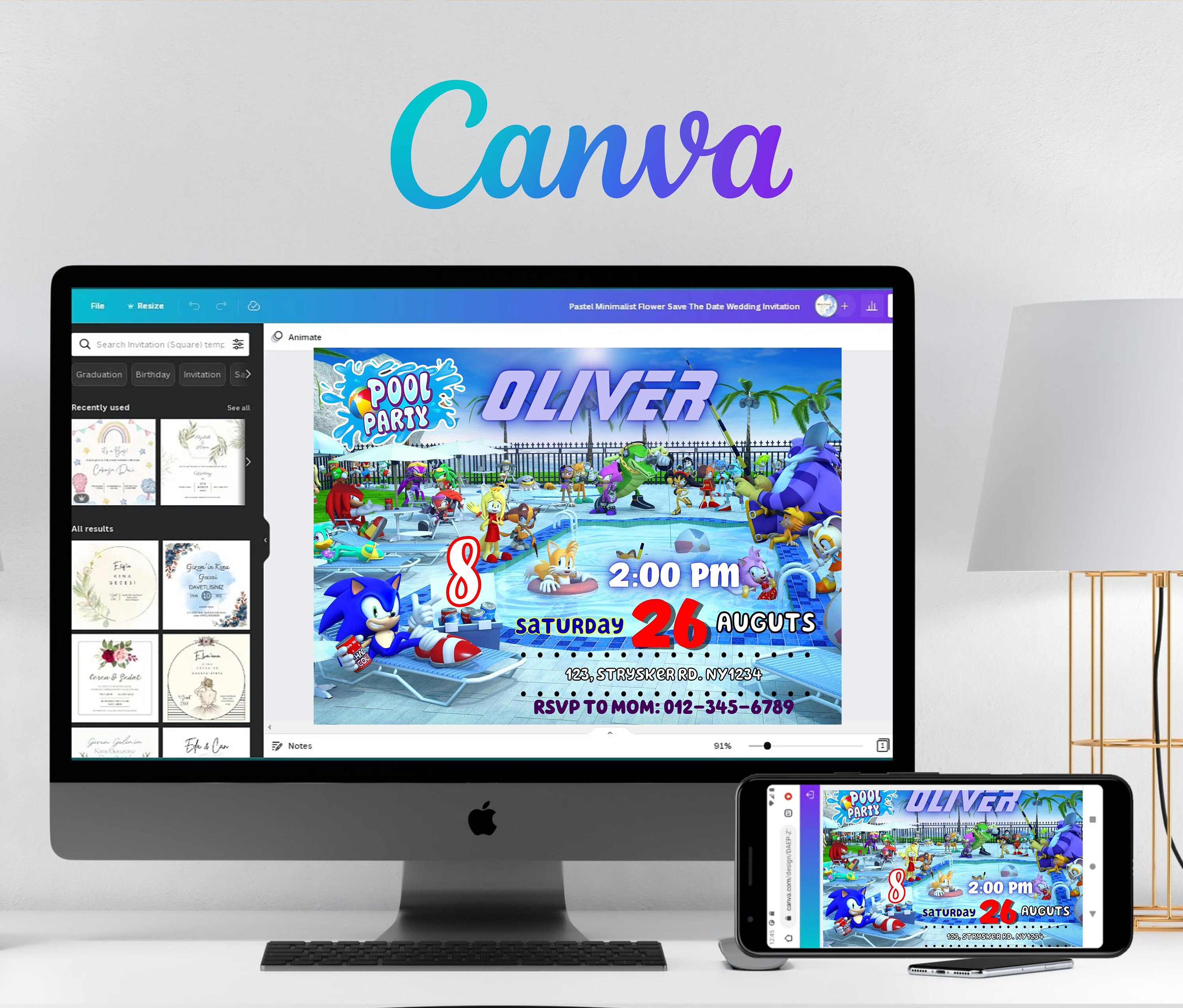 Sonic Pool Party Sonic Birthday Invitation Editable or - Etsy