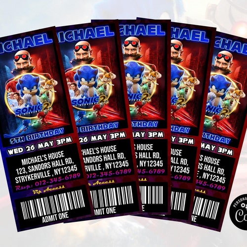 Sonic the Hedgehog 2 Birthday Invitation Editable and - Etsy