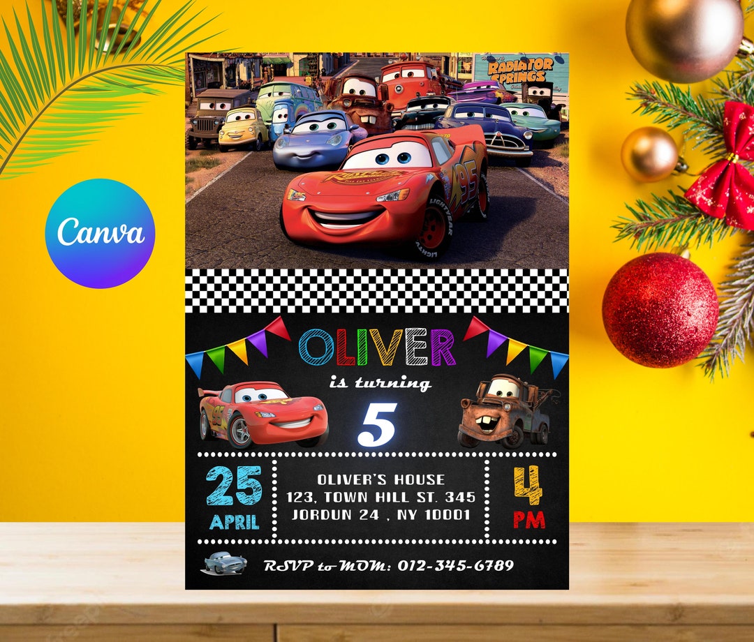 Editable Cars Mcqueen Birthday Invitation Instant Edit - Etsy
