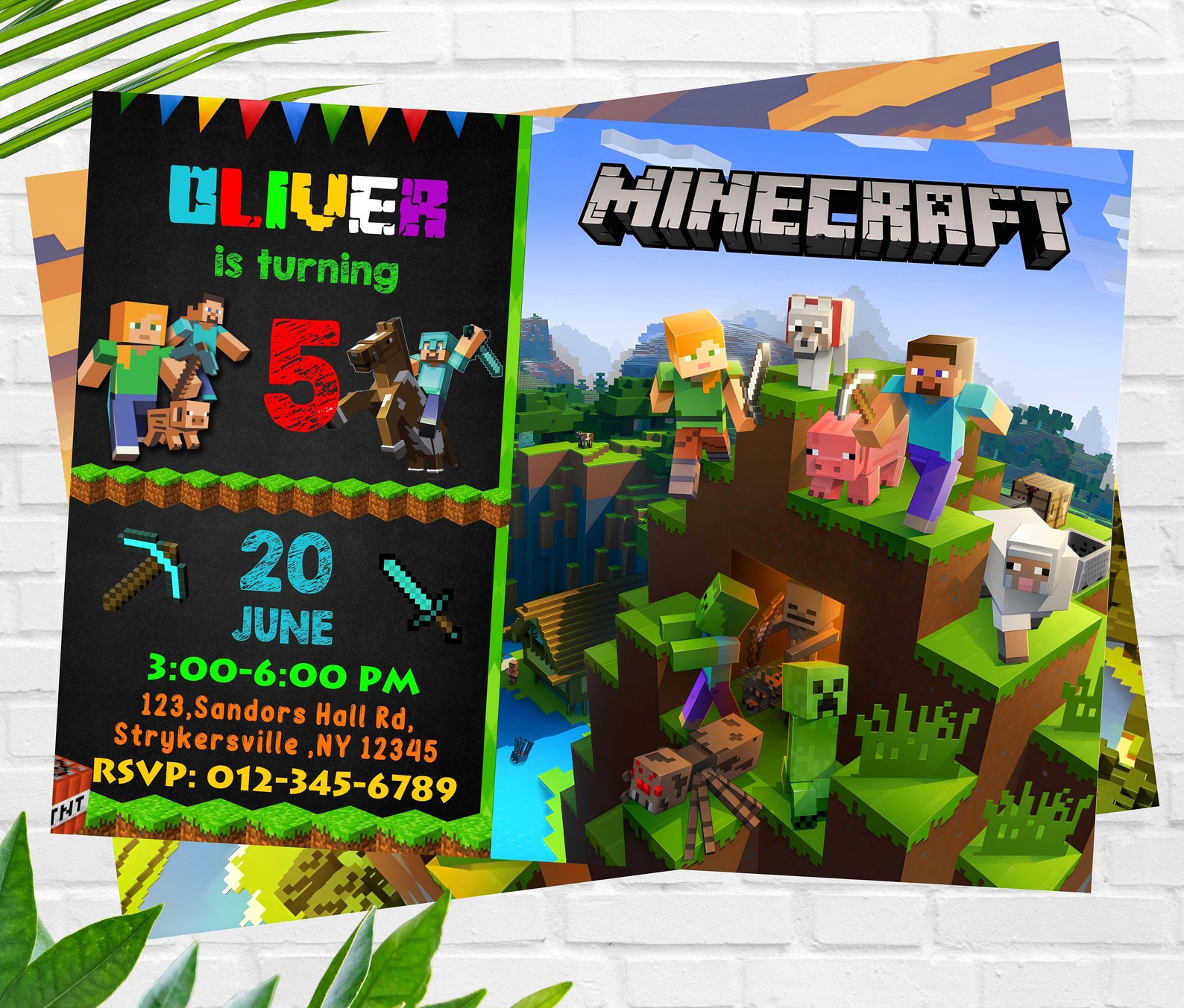 Mine Theme Birthday Invitation Mine Editable or Personalized - Etsy