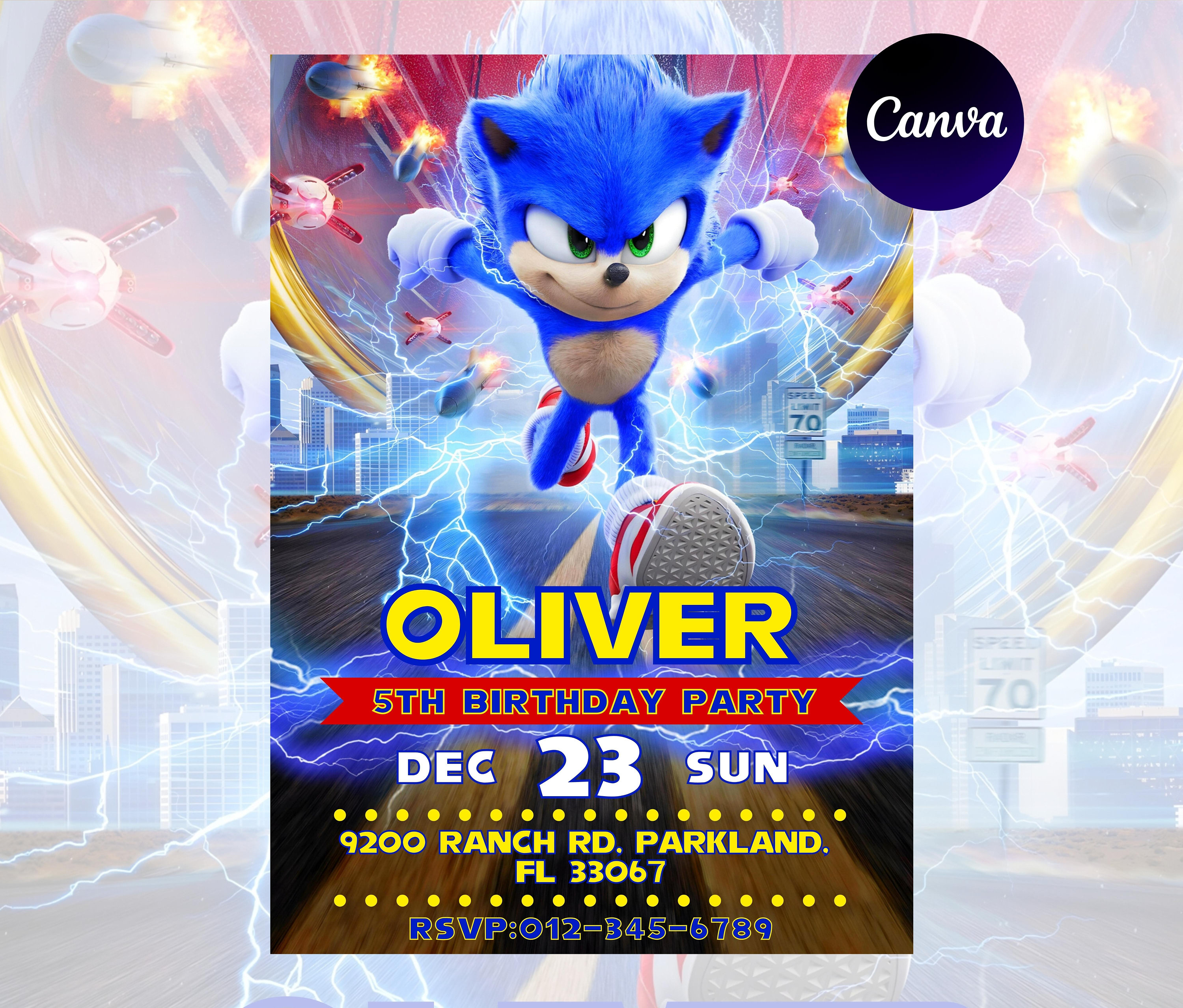 Invitación de cumpleaños de Sonic The Hedgehog Invitación de - Etsy México