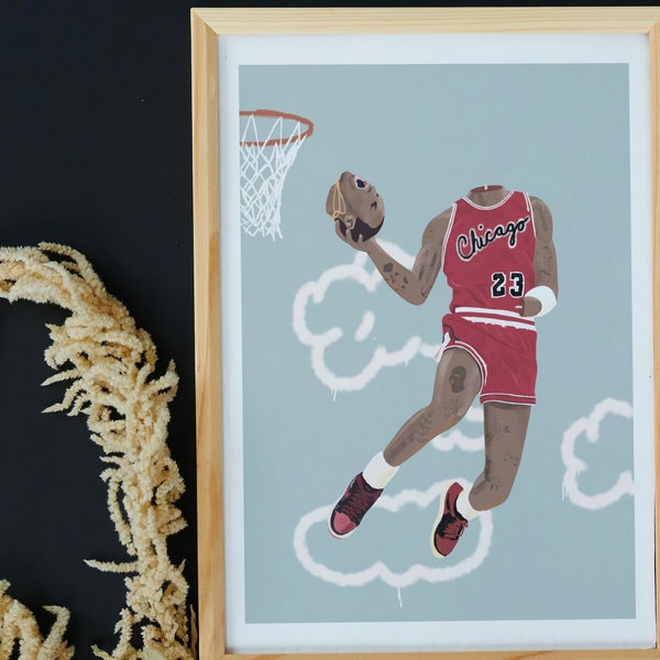 Michael Jordan Dunk Print - Etsy