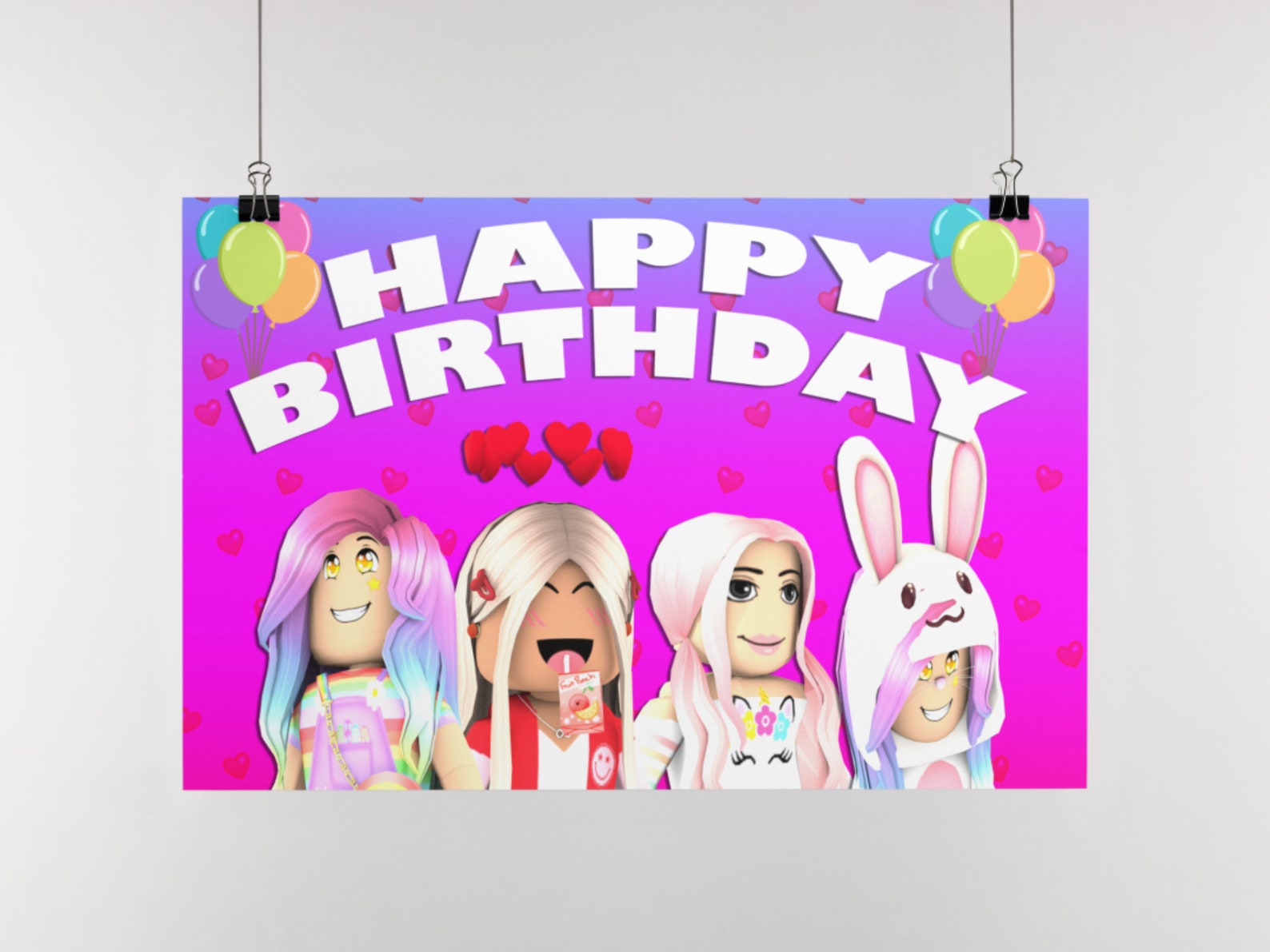 Roblox Birthday Party Sign Banner Pink Roblox Birthday Party | Etsy
