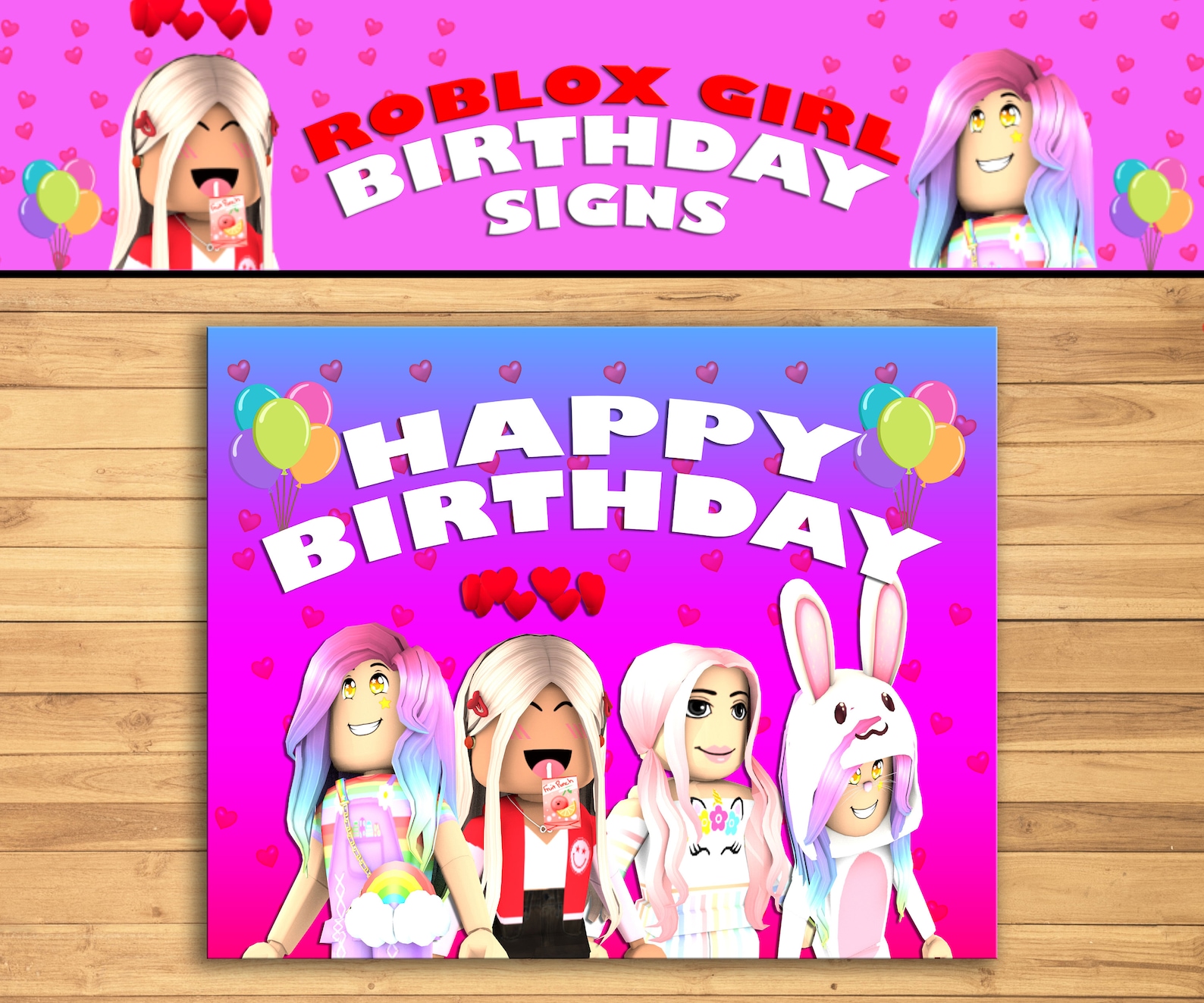 Roblox Birthday Party Sign Banner Pink Roblox Birthday Party | Etsy