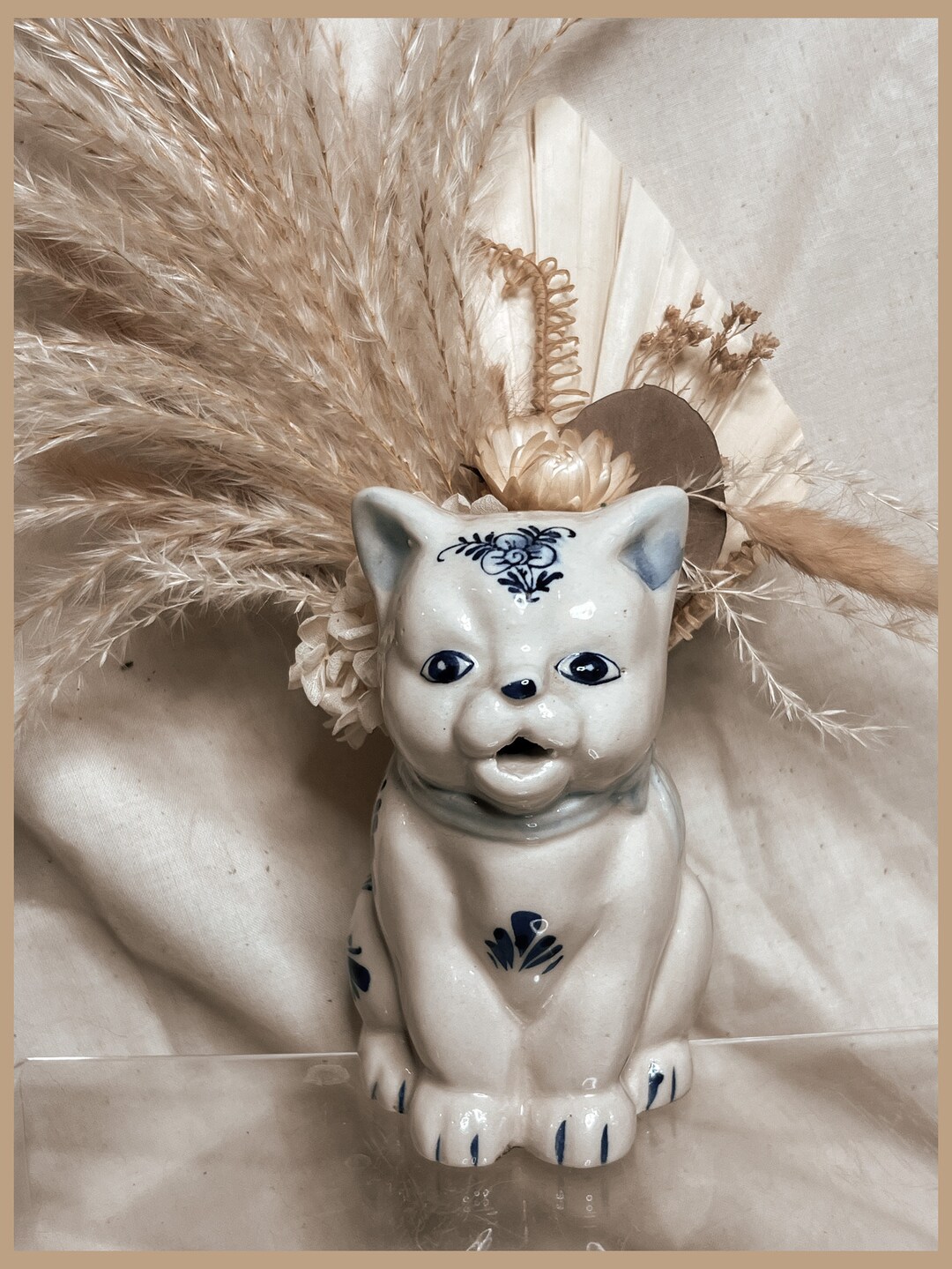 Vintage Cat Creamer Pitcher Blue Delft Holland Style - Etsy