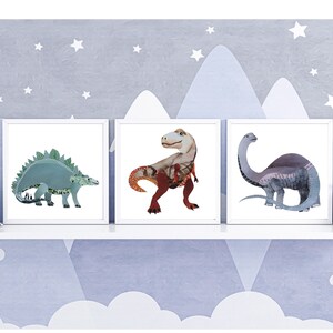 Dinosaur Wall Decor Set Of 3 Prints from Unique Collage | Etsy