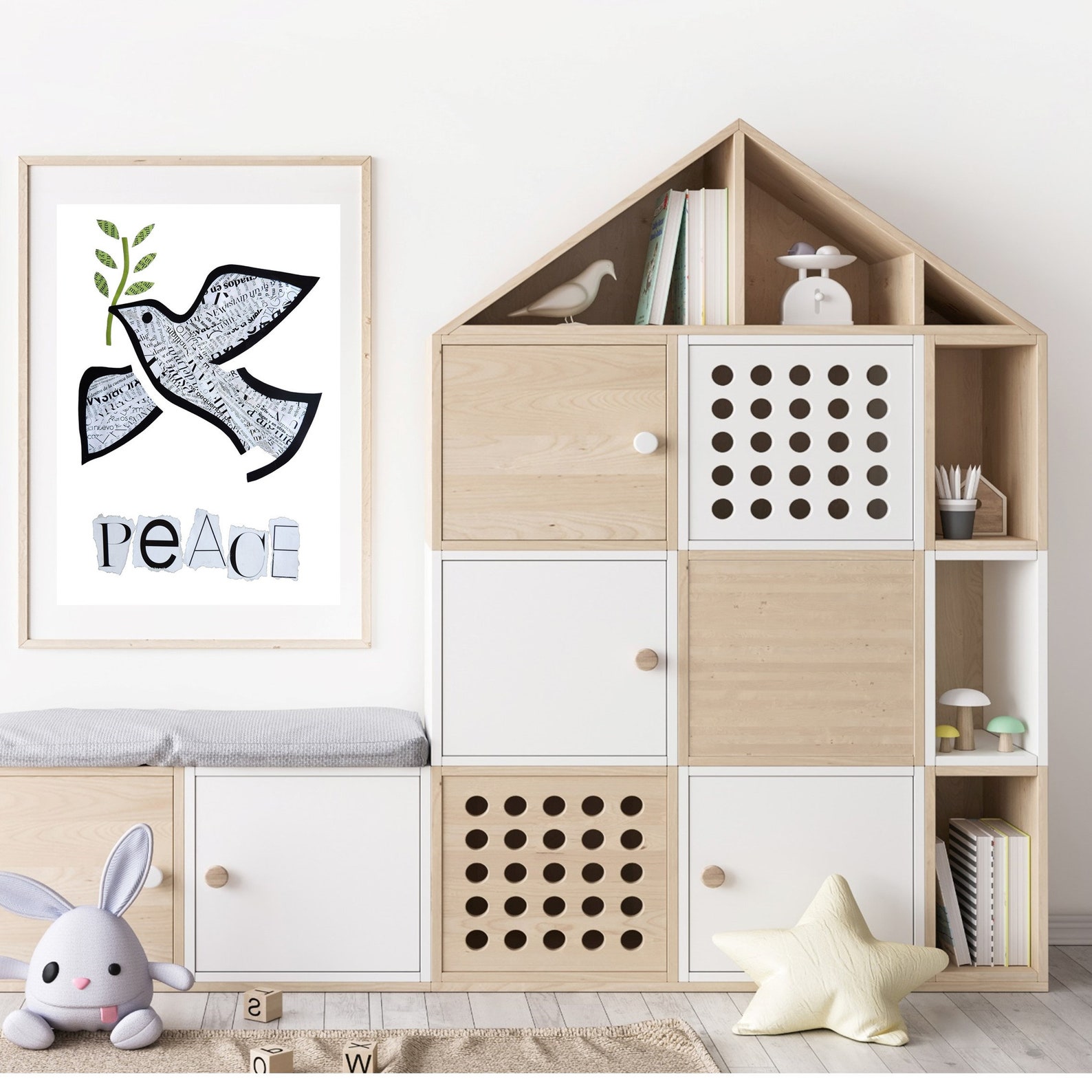 Dove of Peace Art Collage Bird Art Peace Dove With Olive - Etsy