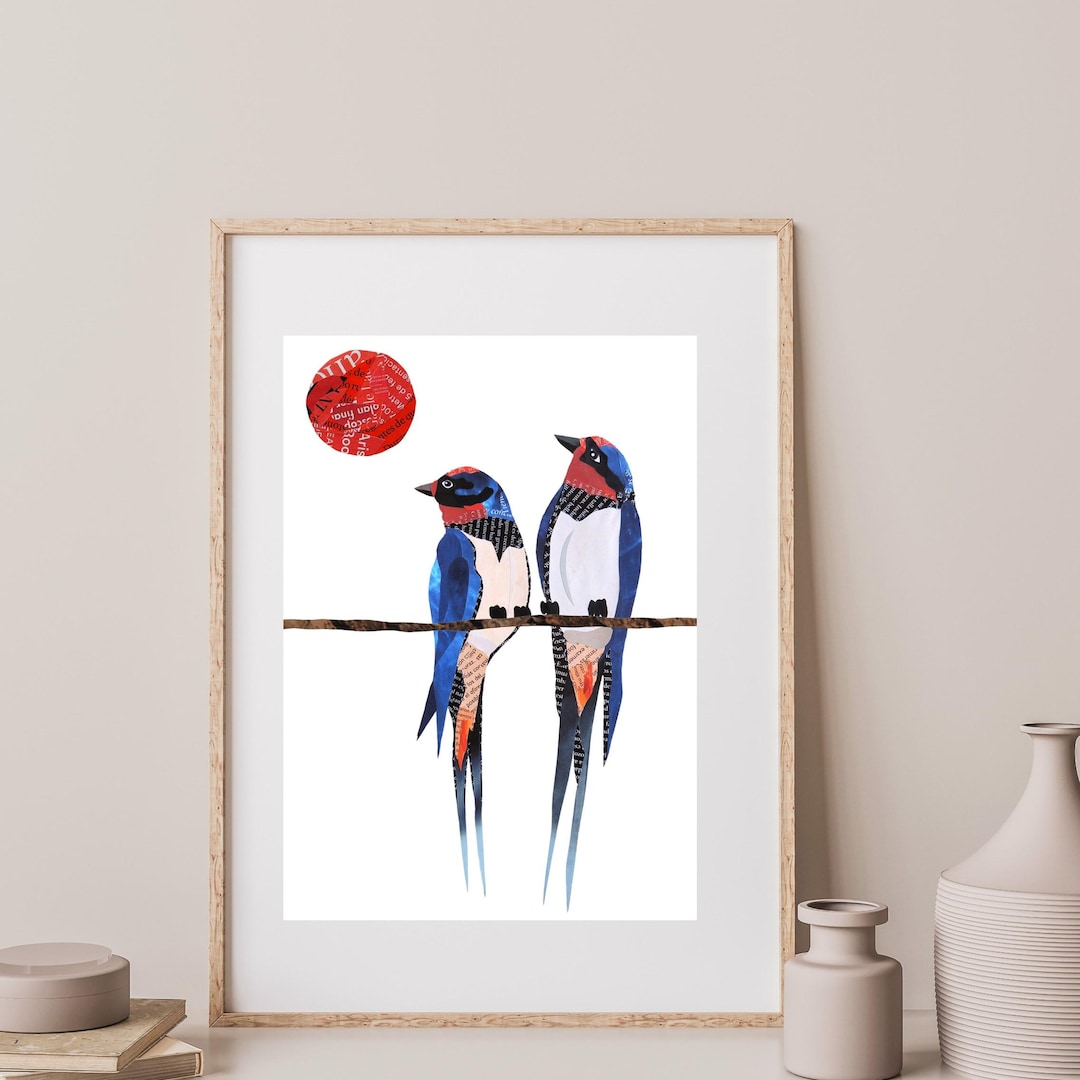 Swallow Digital Print as Bird Lovers Gift, Barn Swallows Bird Art Decor ...