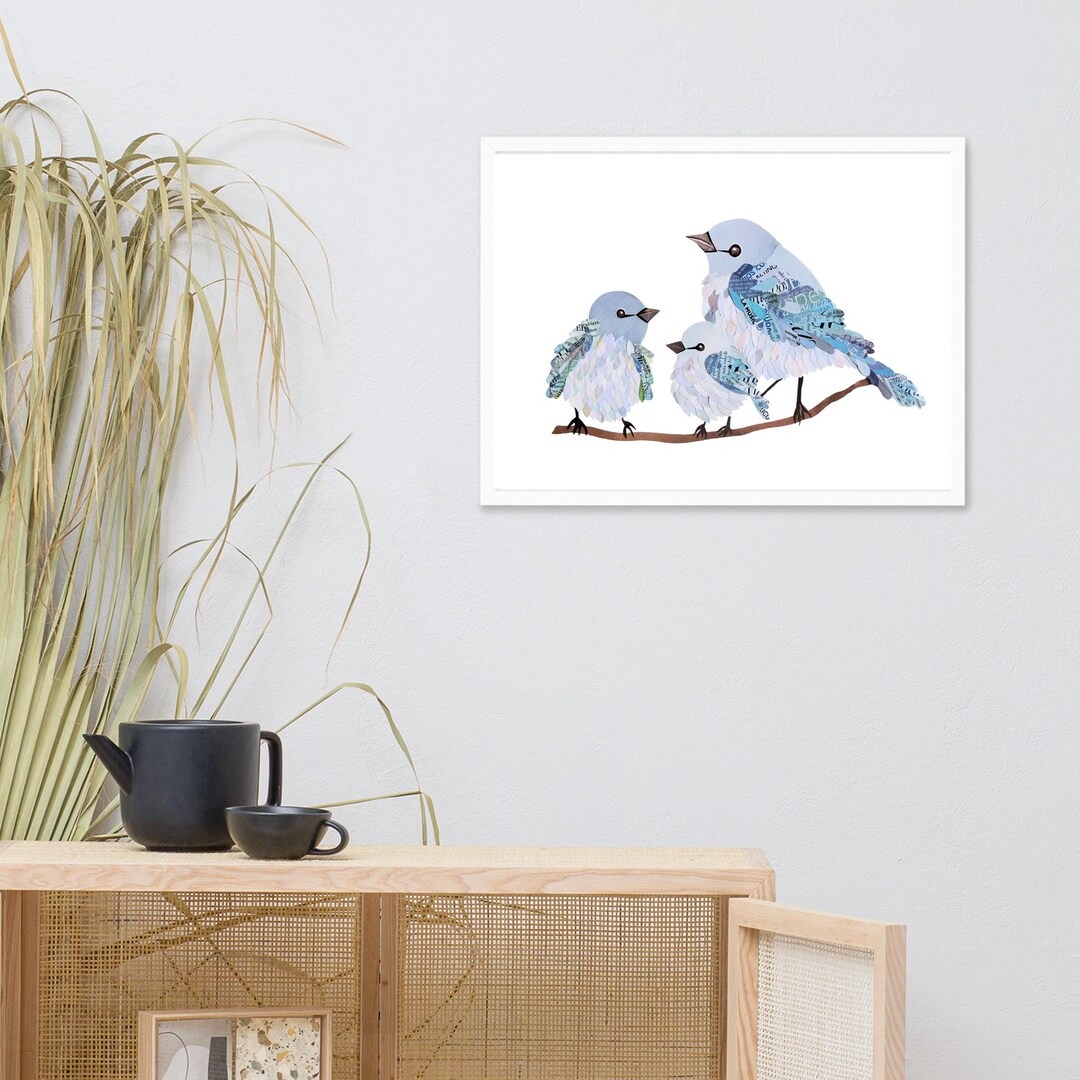 Blue Birds Wall Art – Bird Family Print – Beautiful Gift for Mom ...