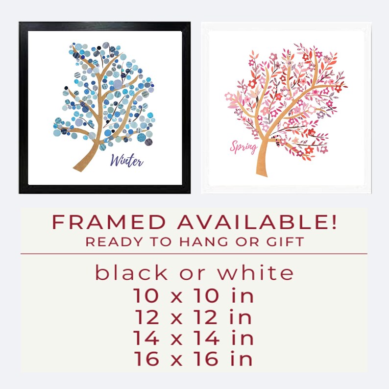 Four Seasons Tree Wall Art, Gallery Set of 4 Collage Prints, Seasonal ...