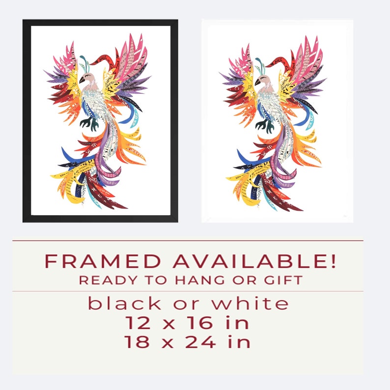 Phoenix Bird, Dragon Fantasy Art Print From Unique Collage Artwork ...