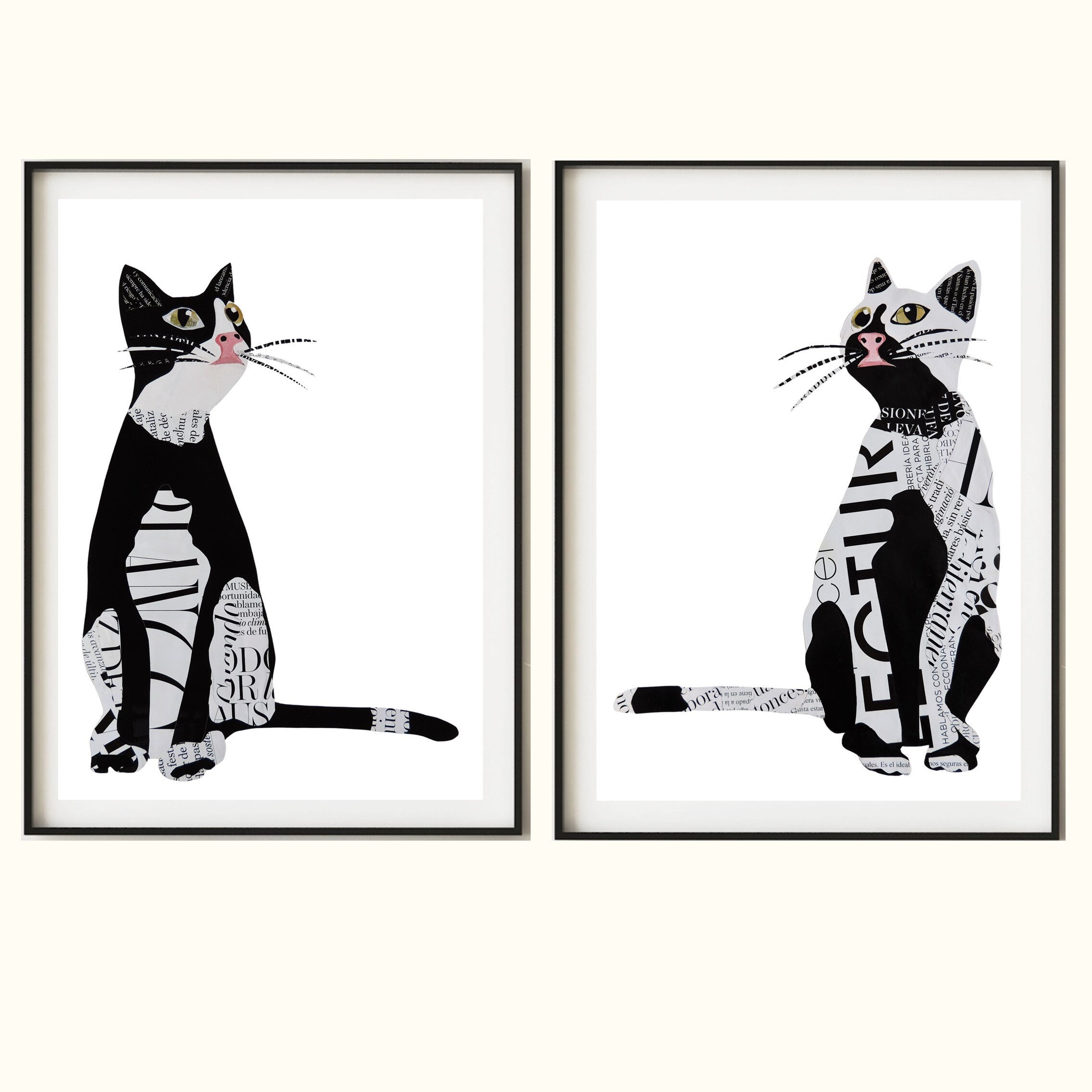 Black Cat Line Art Print Wall Art Poster Art Print Cat Print Wall Decor ...