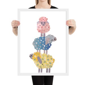 Pastel Cute Sheep Print: Modern Farmhouse Wall Decor & Perfect Gift for ...