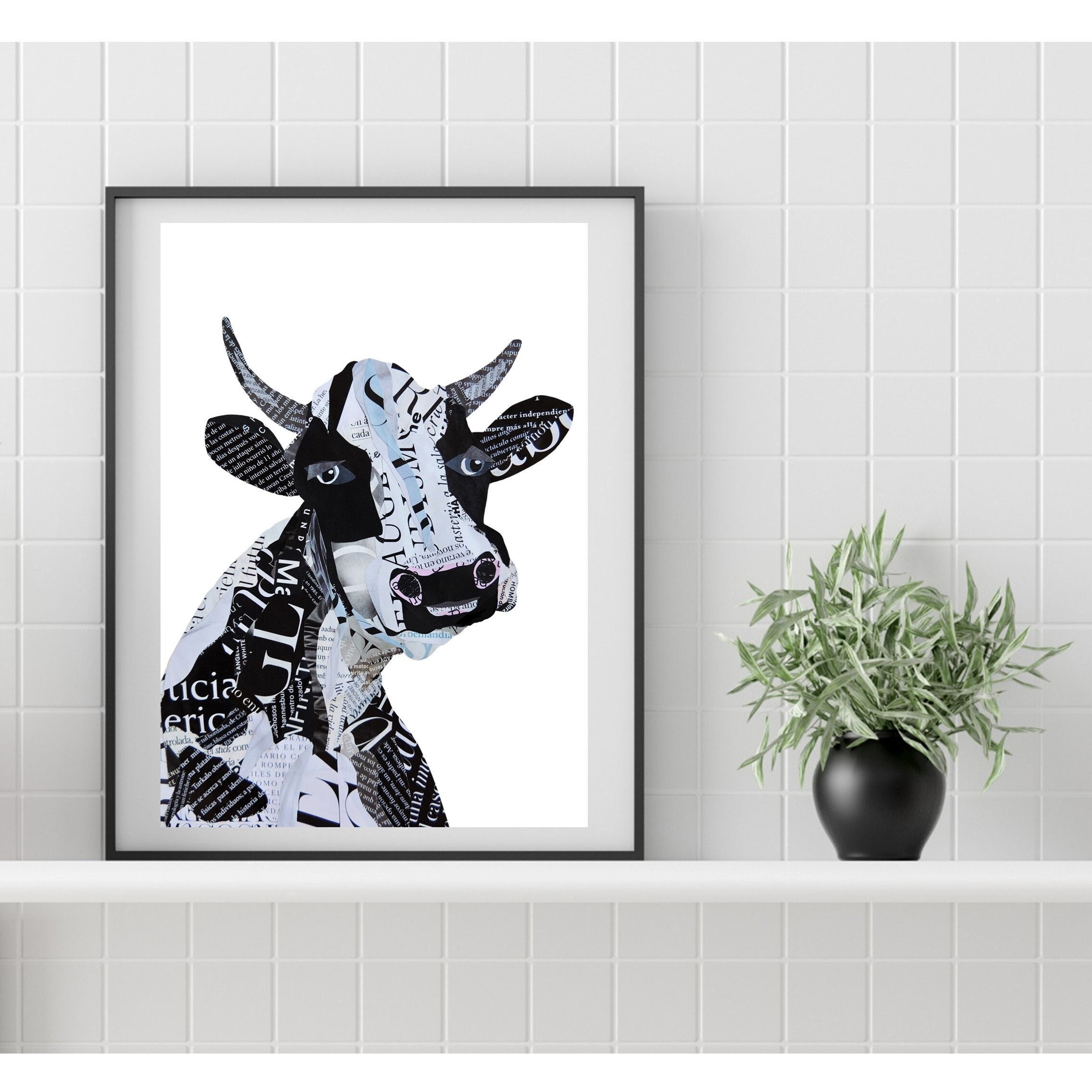 Cow Picture, Collage Wall Art for Rustic Home Decor, Cow Art Print for ...