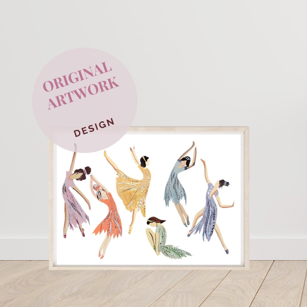 Pastel Rainbow Ballerina Art, Dance Print From Original Collage Artwork ...
