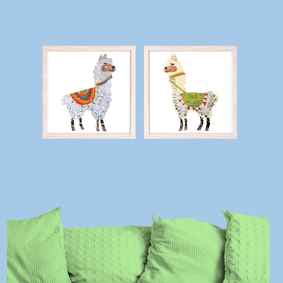 Llama Print 2 Piece Wall Art From Original Collage Art - Etsy