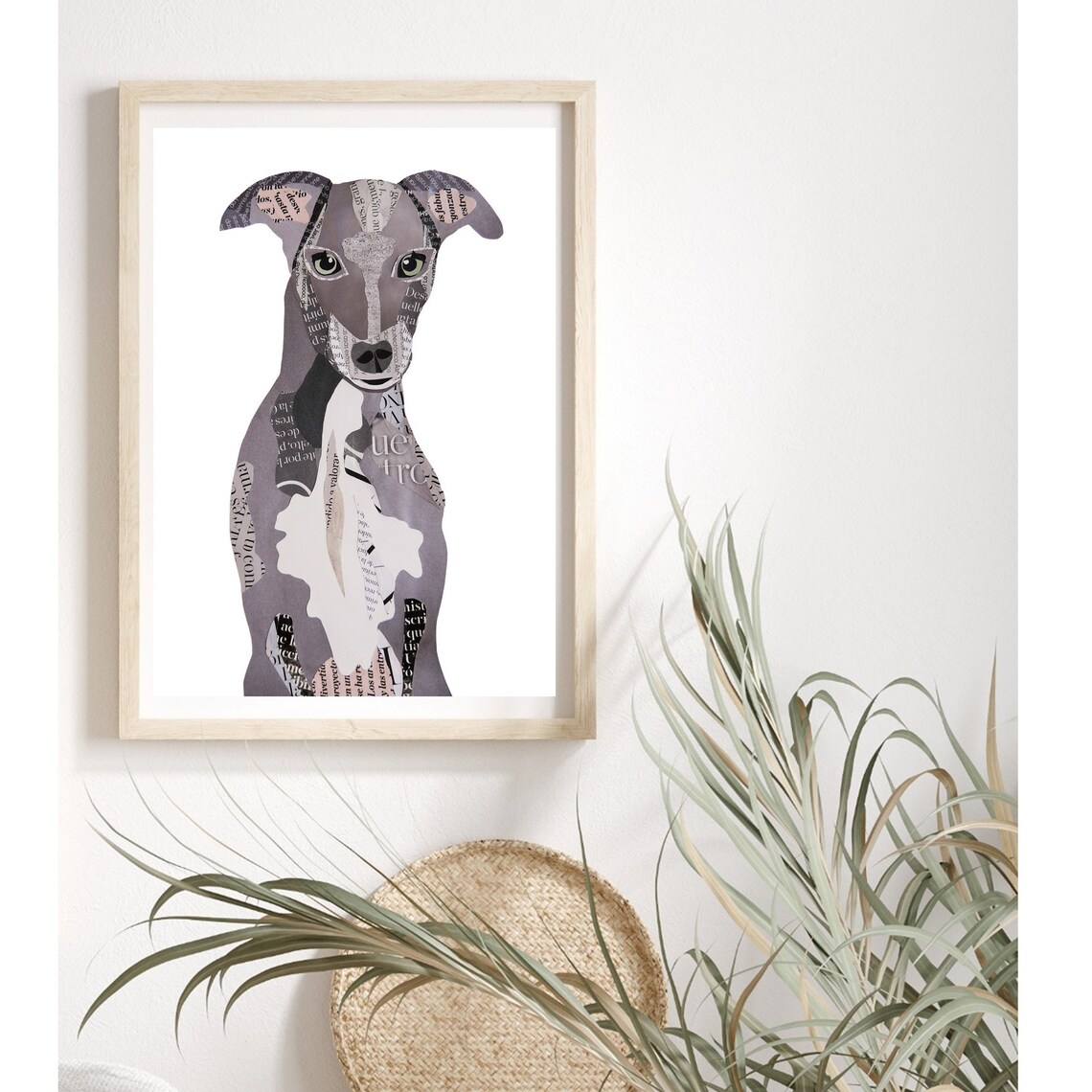 Greyhound Art Dog Aesthetic Wall Art Collage Dog Portrait - Etsy