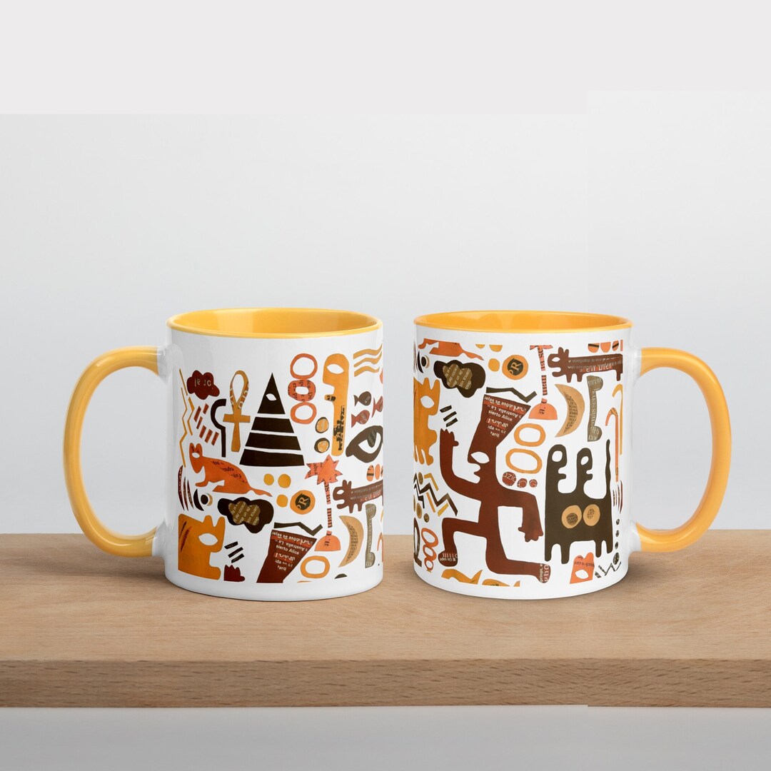 Egyptian Symbols Art Mug, Dynamic Collage Egyptian Hieroglyph as Unique ...