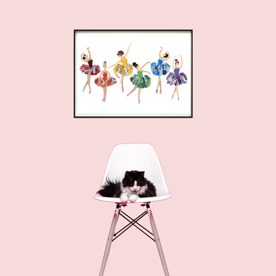 Colorful Ballerina Art Print, Ballet Poster in Rainbow Colors From ...
