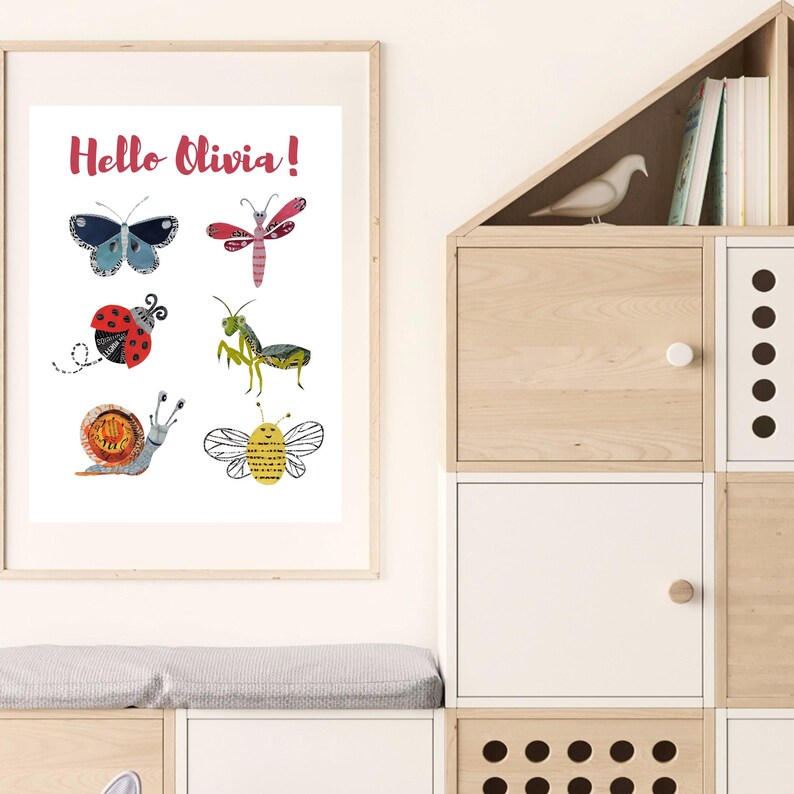 Personalized Bug Poster: Collage Insect Art Print, Nursery Decor - Etsy