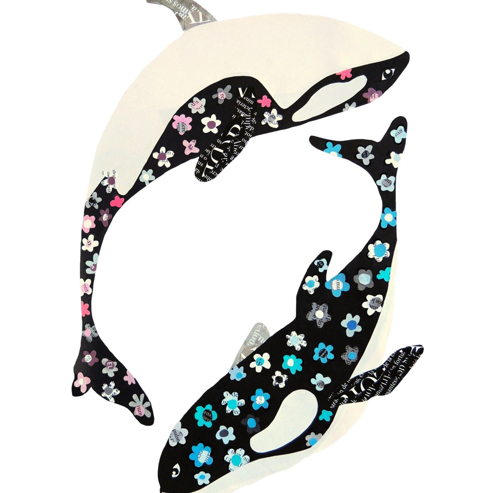 Whale Art for Ocean Decor, Unique Whale Gift From Original Collage ...