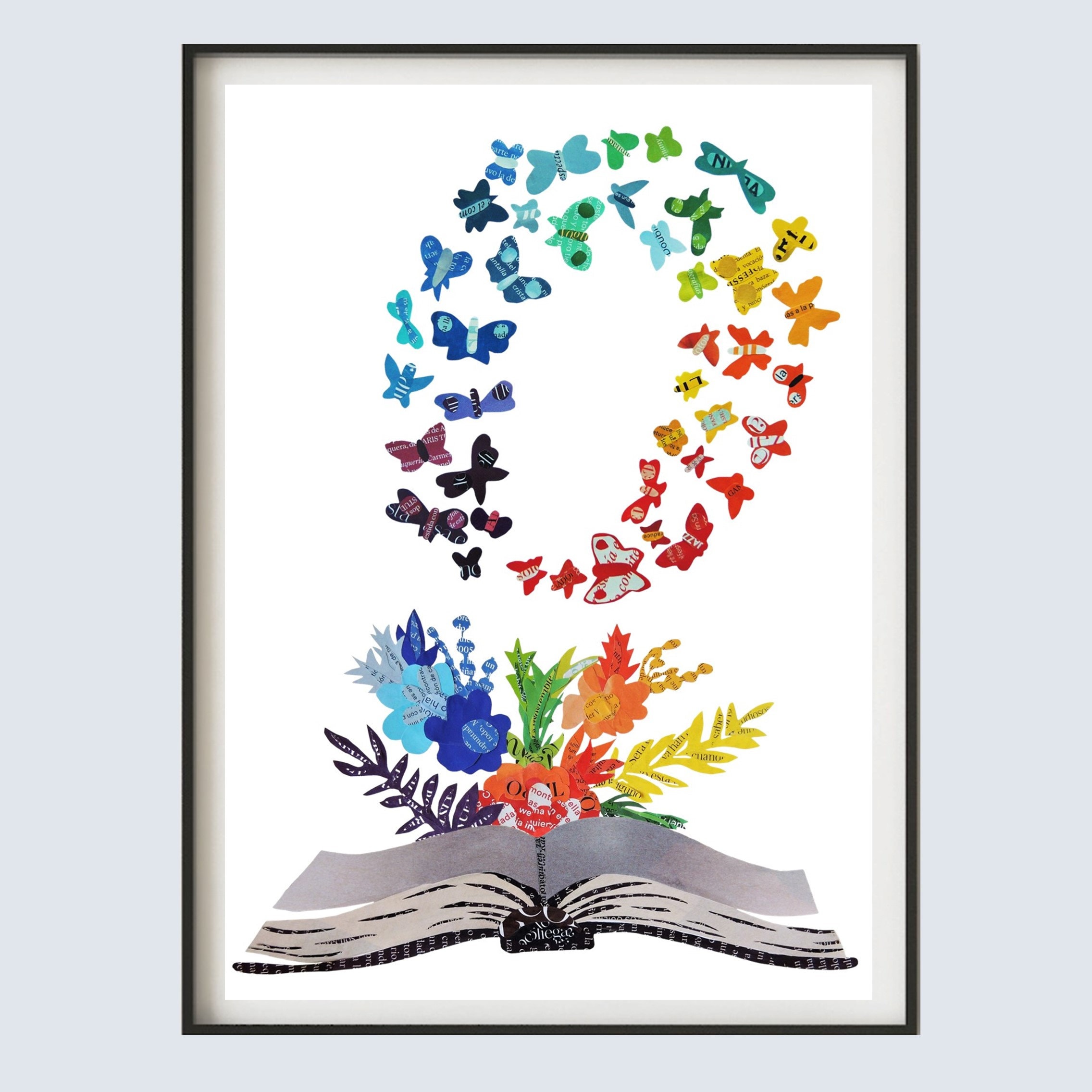 Girl Reading Print, Book Poster Collage Artwork, Girl Room Decor and ...