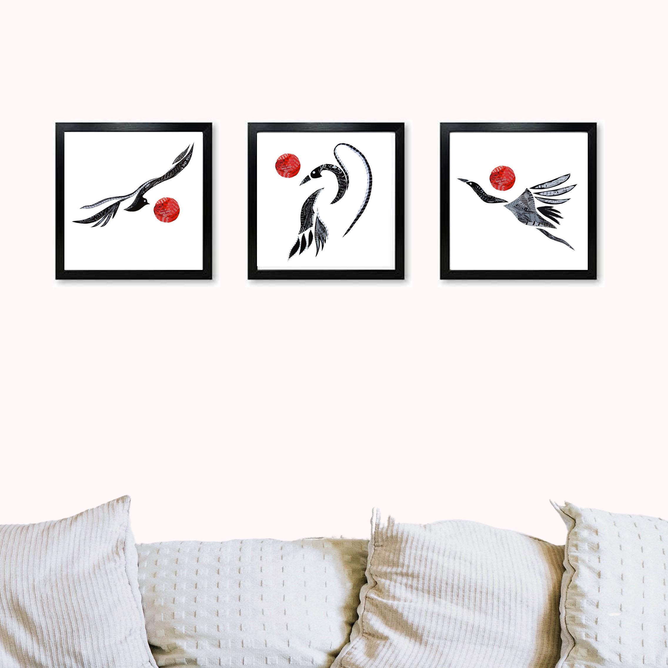 Abstract Bird Prints: Modern Collage Art, Set of 3 (digital Download ...