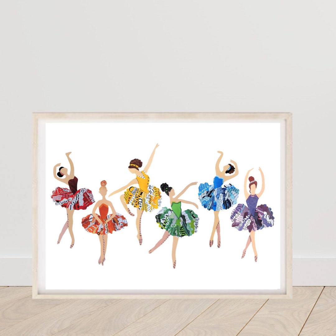 Colorful Ballerina Art Print, Ballet Poster in Rainbow Colors From ...