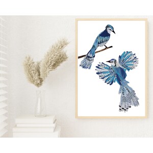 Bluebird Art | Bird Print From Original Collage Artwork | Blue Jay ...