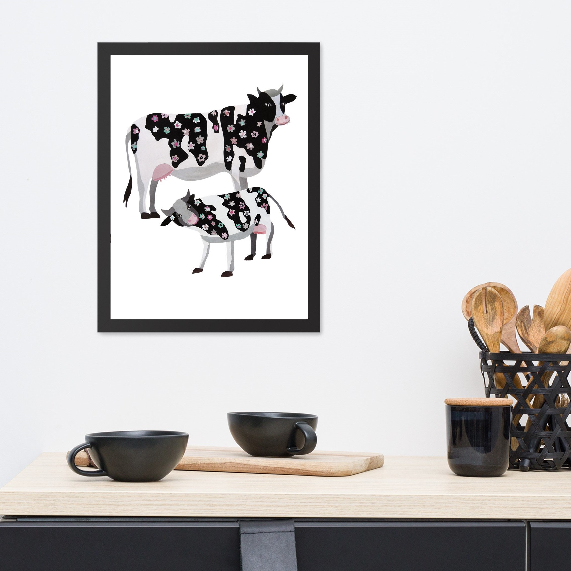 Cow and Calf Print Cow Wall Art From Unique Collage Design - Etsy