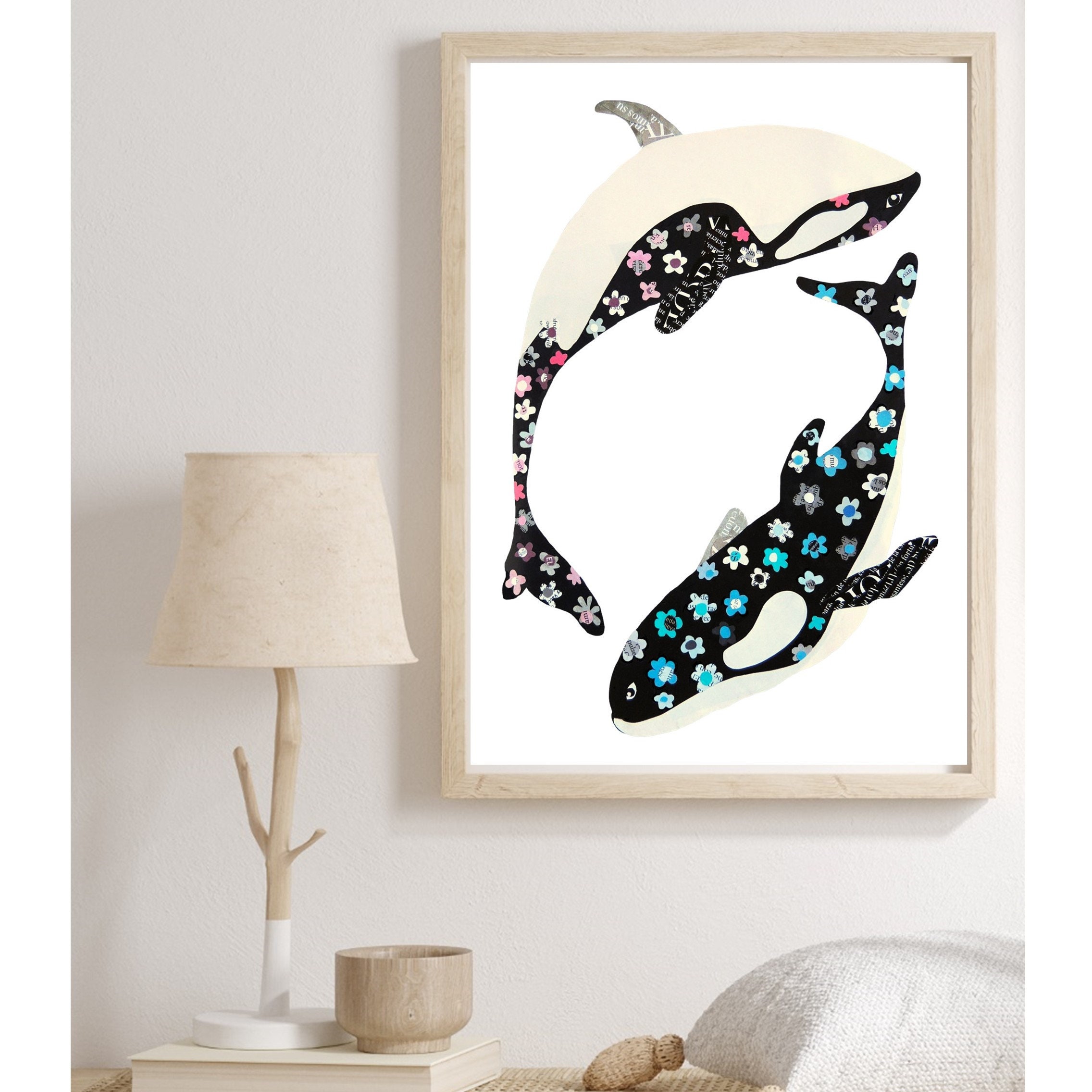Whale Art for Ocean Decor, Unique Whale Gift From Original Collage ...