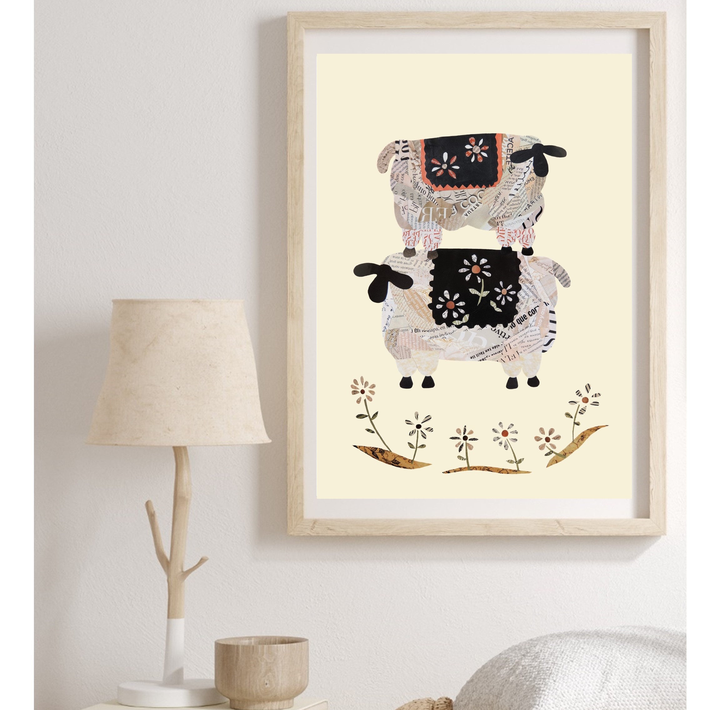 Sheep Collage Art Print: Vintage Farm Animal Decor - Etsy