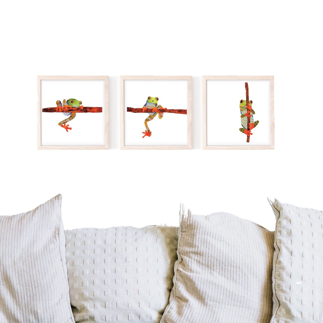 Set of 3 Cute Frog Wall Art, Nursery Wall Decor, Frog Decor From ...