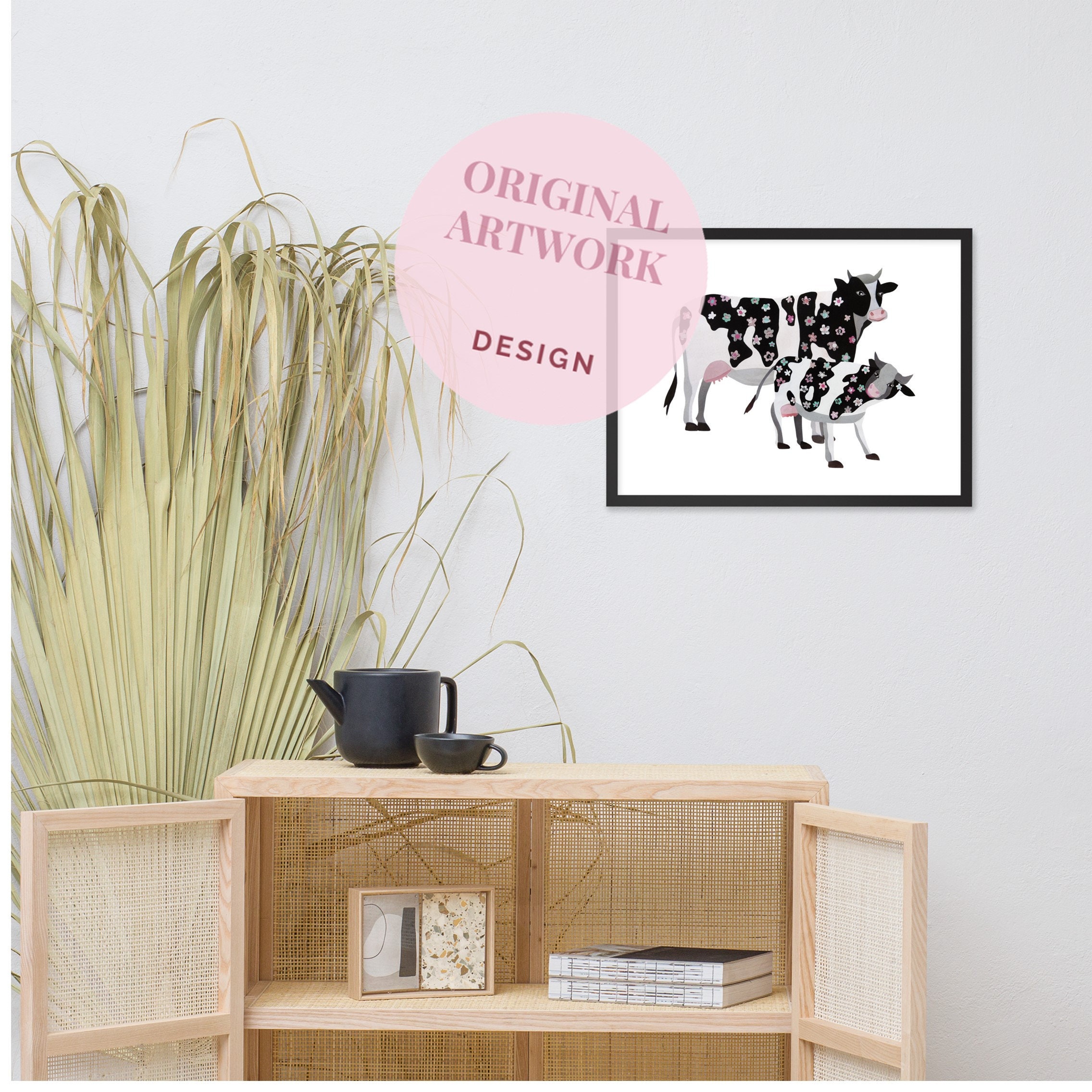 Cow and Calf Art Print, Unique Farmhouse Decor, Cow Picture From ...