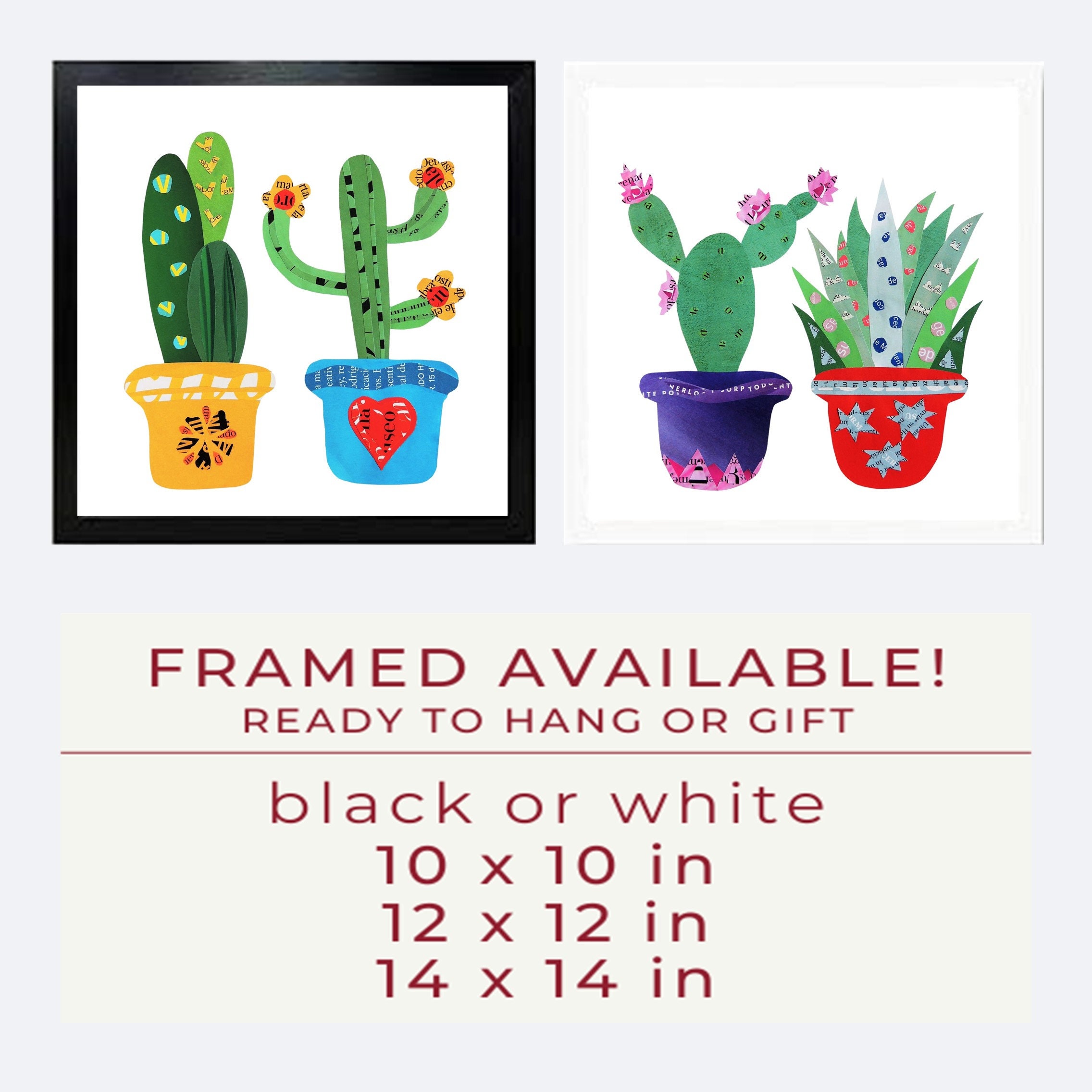 Colorful Cactus Wall Art, Set of 2 Cactus Print, Unique Botanical ...