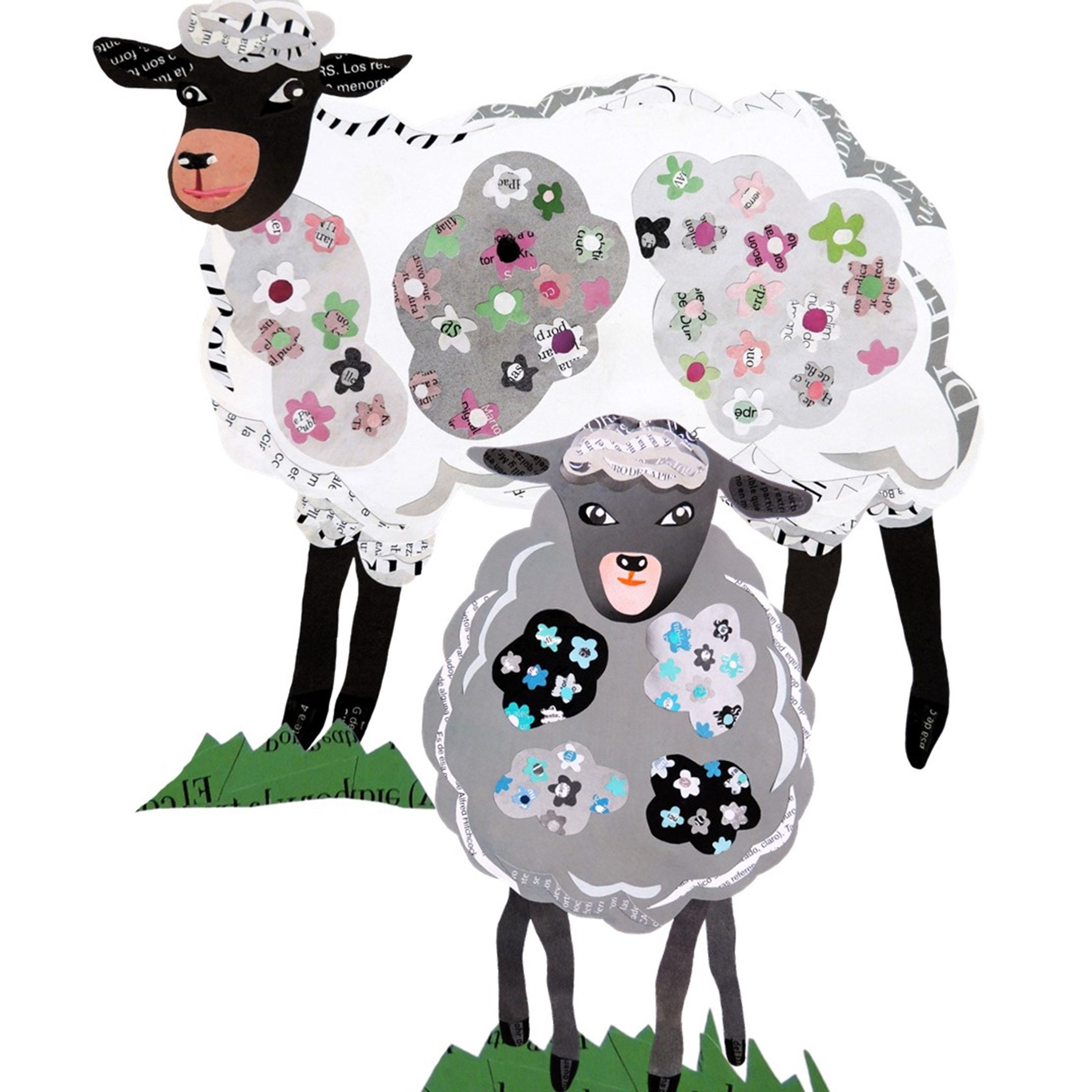 Sheep Art Print, Farm Animals Collage Artwork, Unique Sheep and Lamb ...
