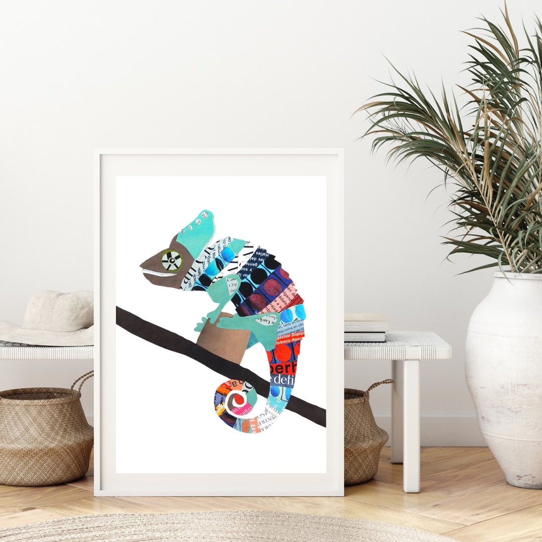 Chameleon Print for Reptile Decor, Colorful Lizard Wall Art From ...