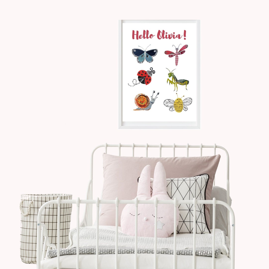 Personalized Bug Poster: Collage Insect Art Print, Nursery Decor - Etsy