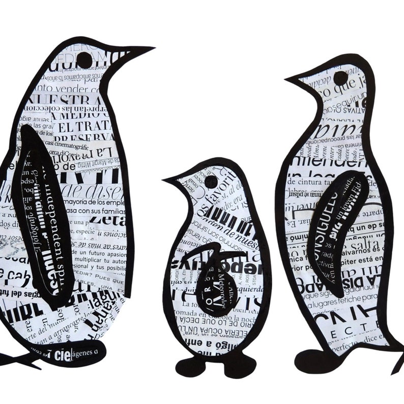 Penguins Line Art, Minimalist Modern Animal Family Line Art Print From ...