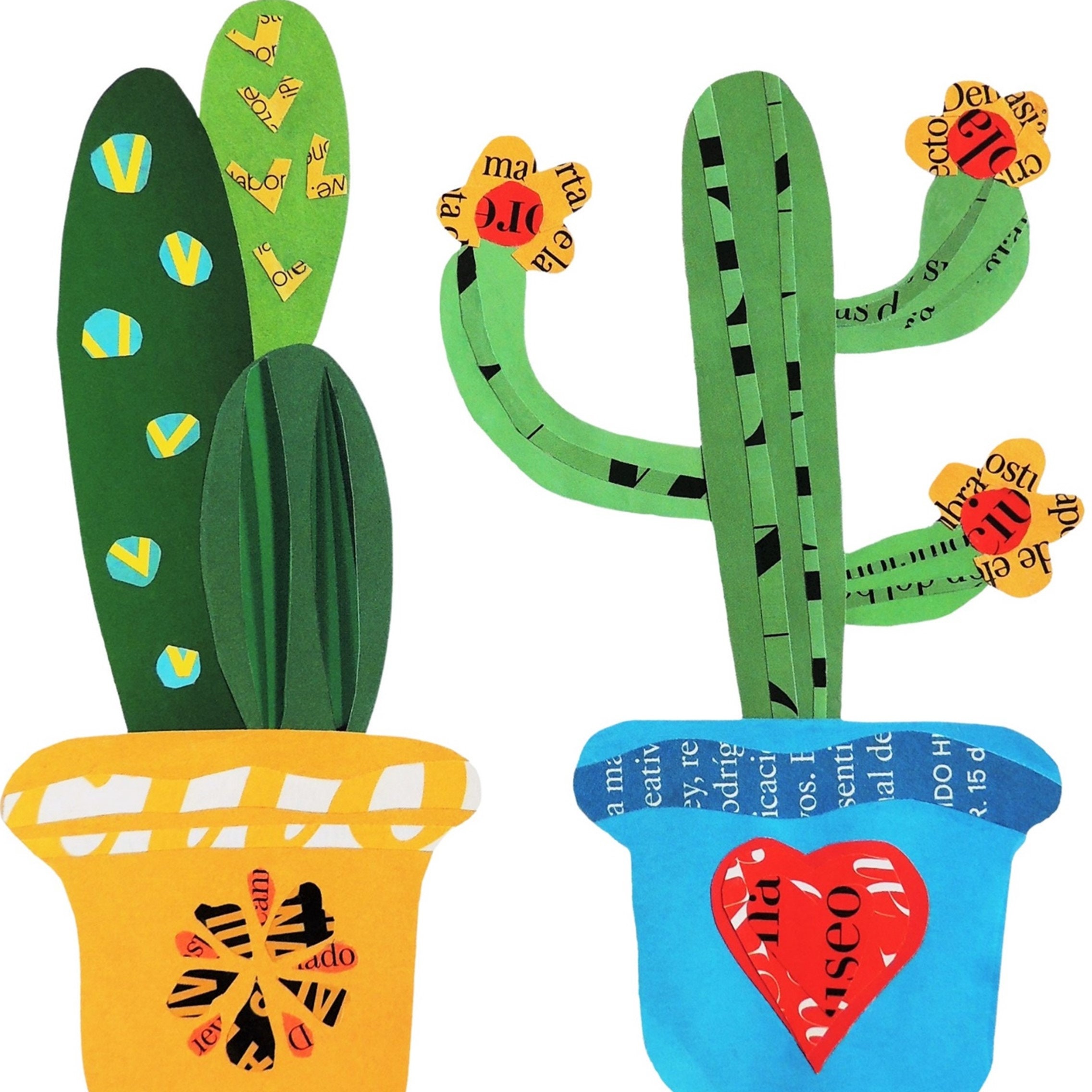 Colorful Cactus Wall Art, Set of 2 Cactus Print, Unique Botanical ...