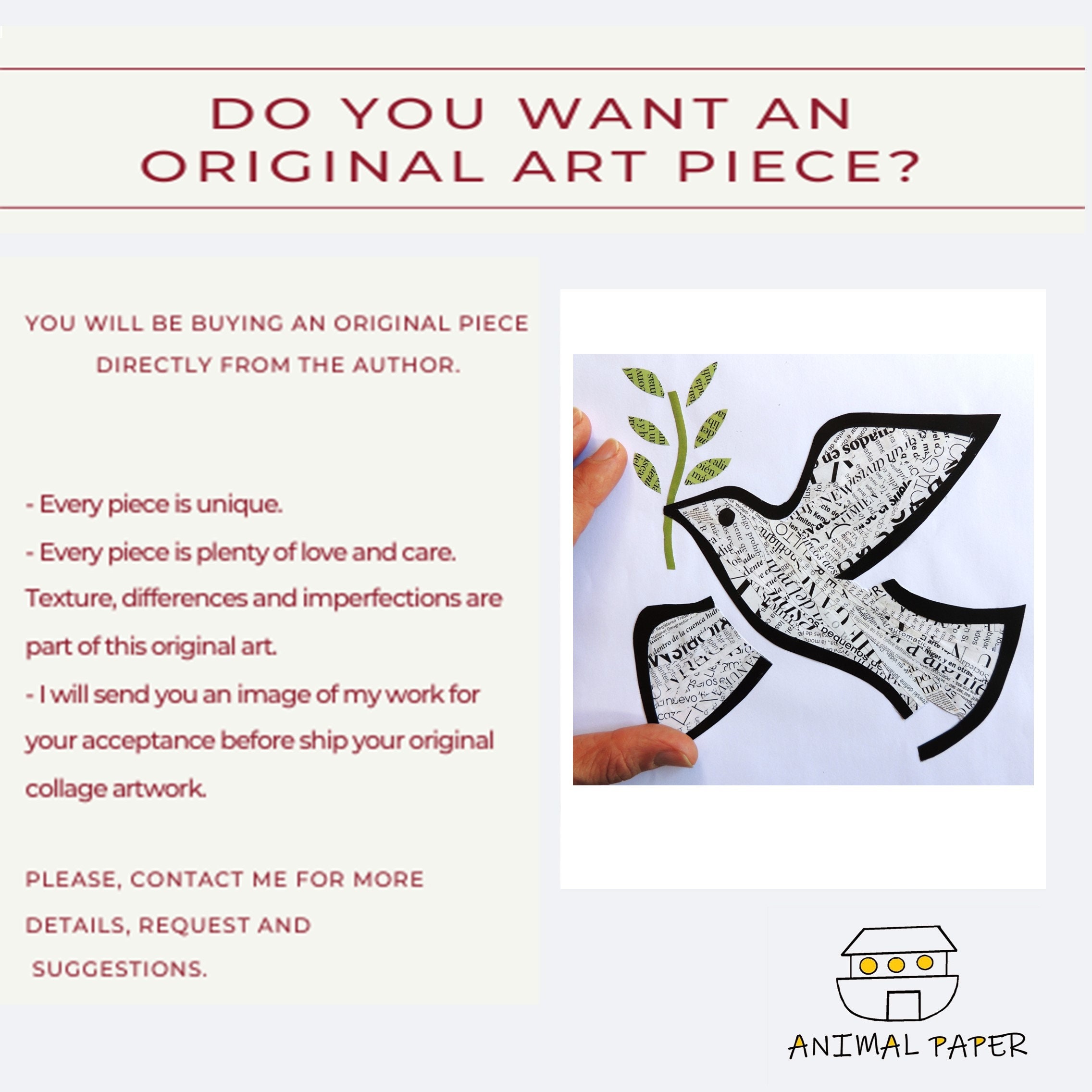 Dove of Peace Art Collage Bird Art Peace Dove With Olive - Etsy