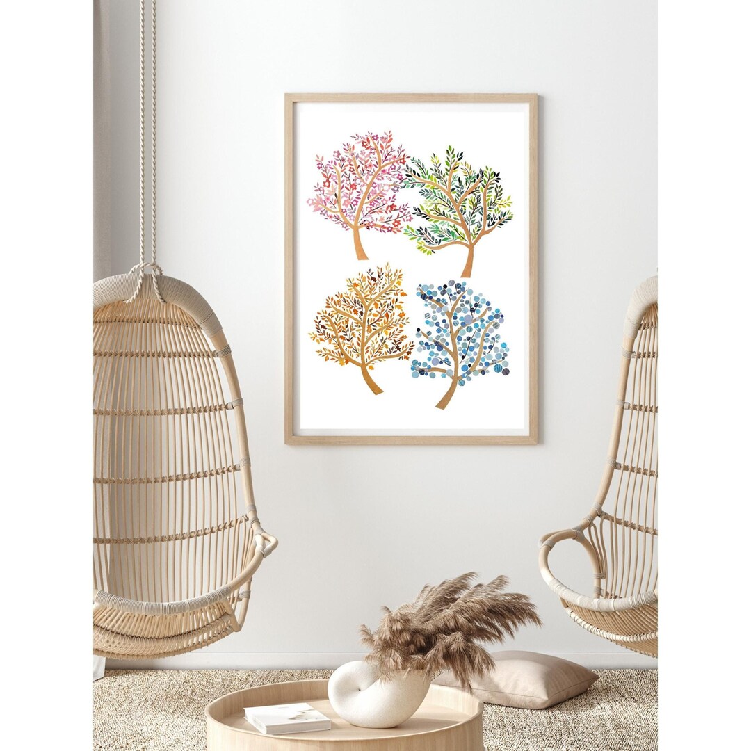 Handmade Four Seasons Tree Wall Art - Tree of Life Collage - Nature ...