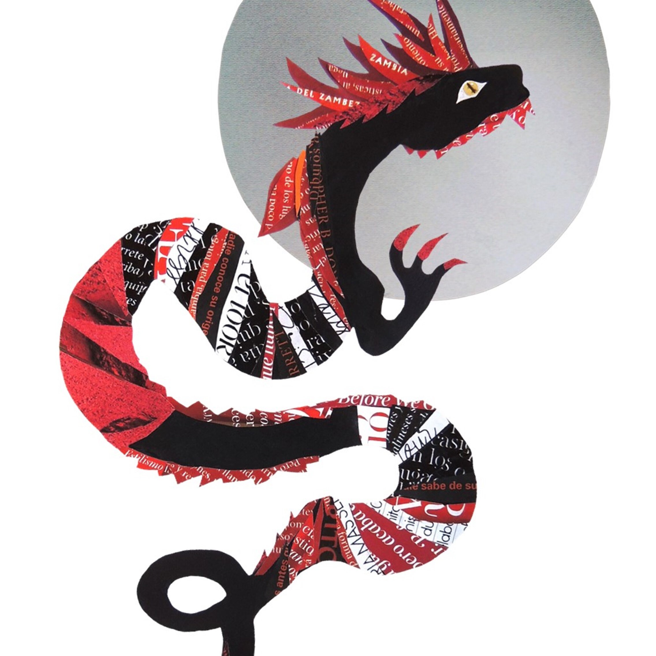 Dragon Art Print From Original Collage Artwork, Japanese Dragon Wall ...