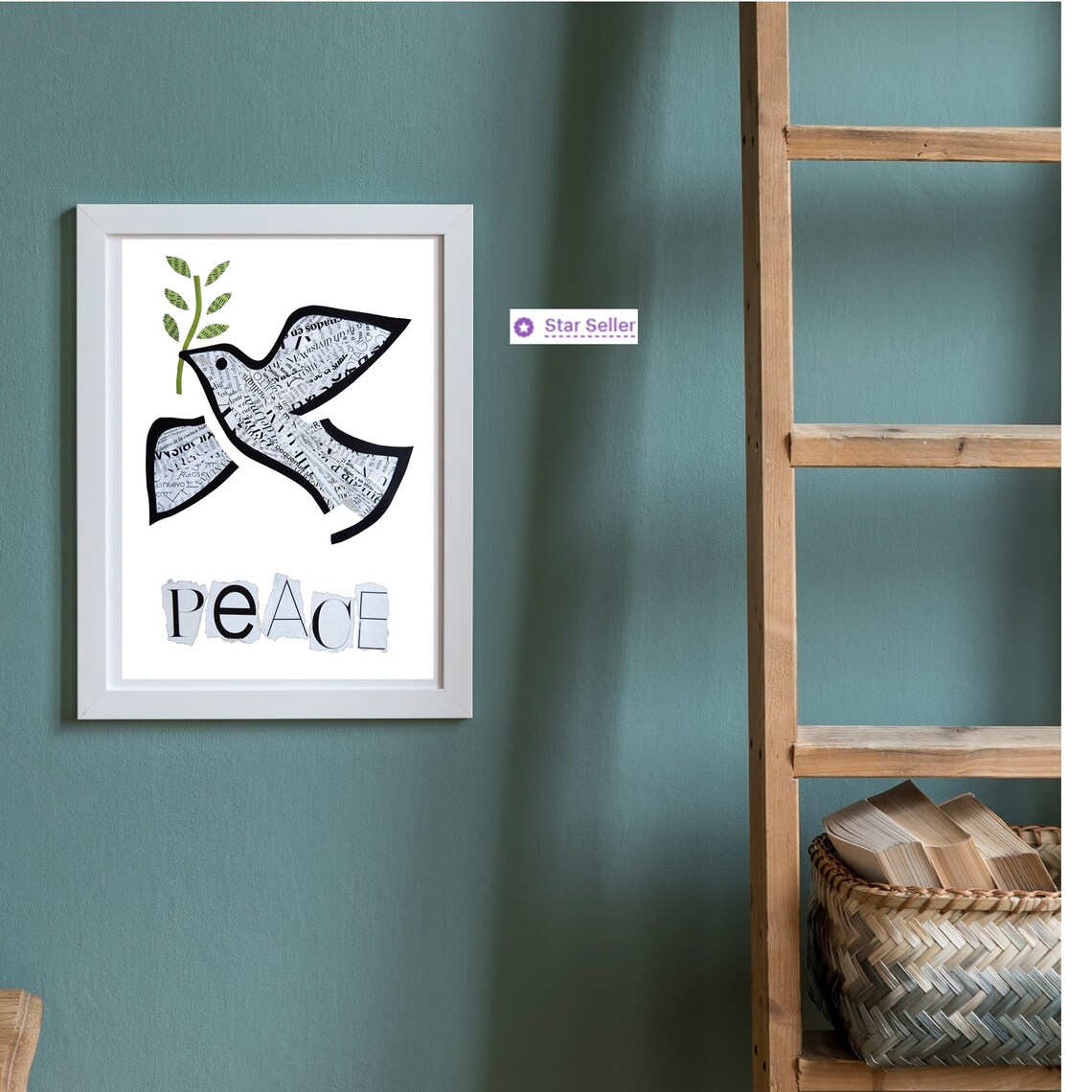 Dove of Peace Art Collage Bird Art Peace Dove With Olive | Etsy