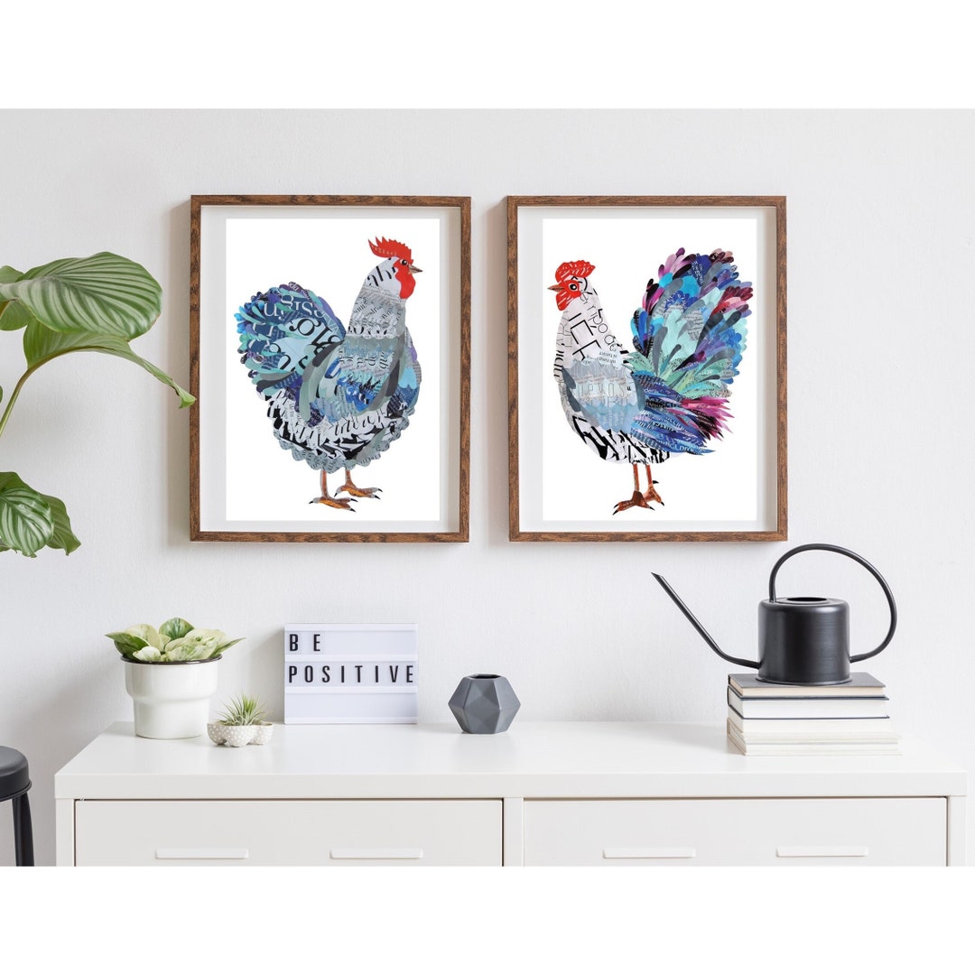Chicken Art for a Modern Farmhouse Wall Decor Set of 2 Farm - Etsy